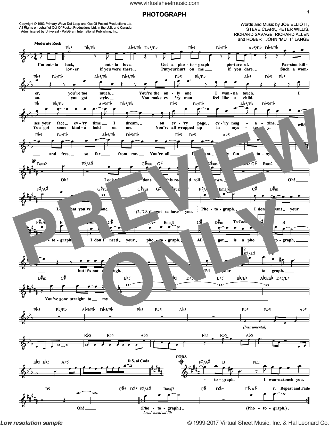Photograph sheet music (fake book) (PDF-interactive)