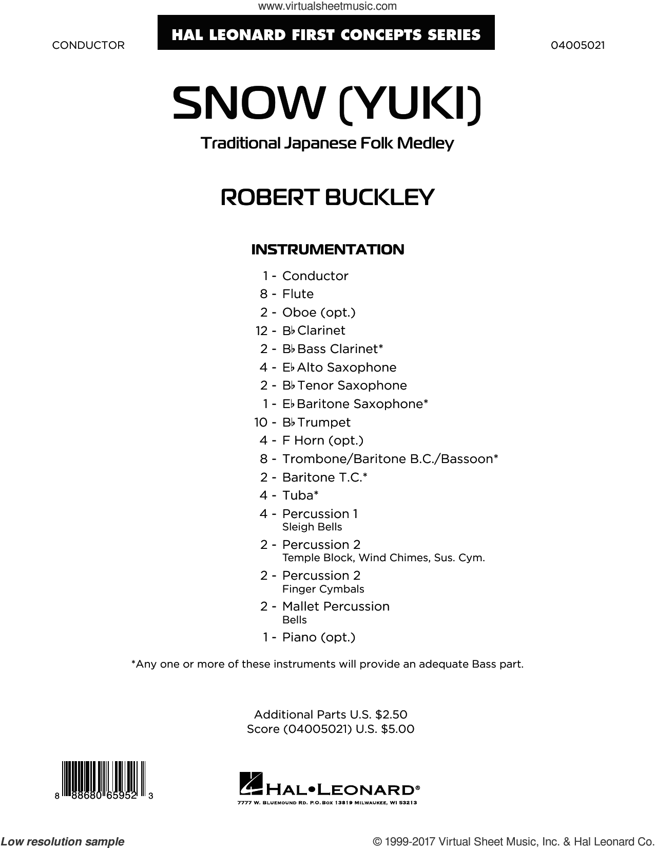 Snow (Yuki) sheet music (complete collection) for concert band