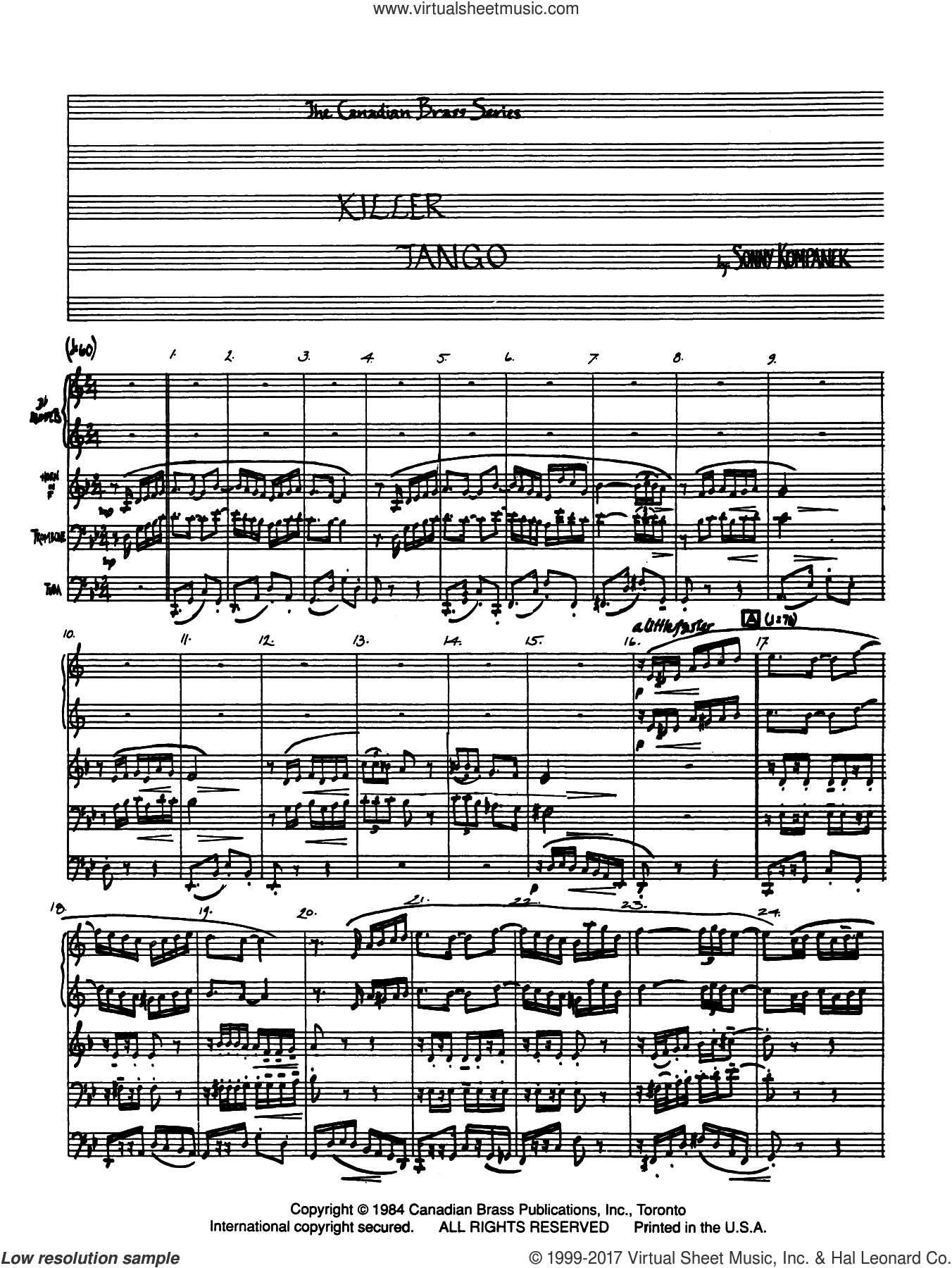 Killer Tango sheet music (complete collection) for brass quintet