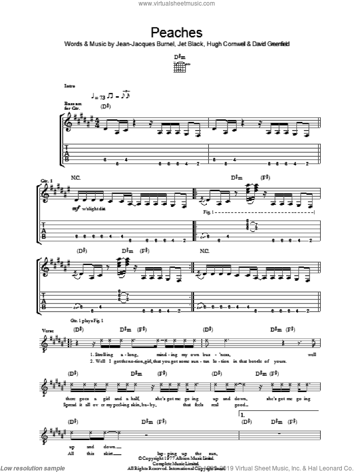 Peaches sheet music for guitar (tablature) (PDF)