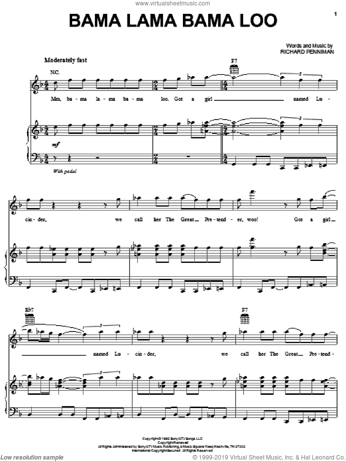 Bama Lama Bama Loo sheet music for voice, piano or guitar (PDF)