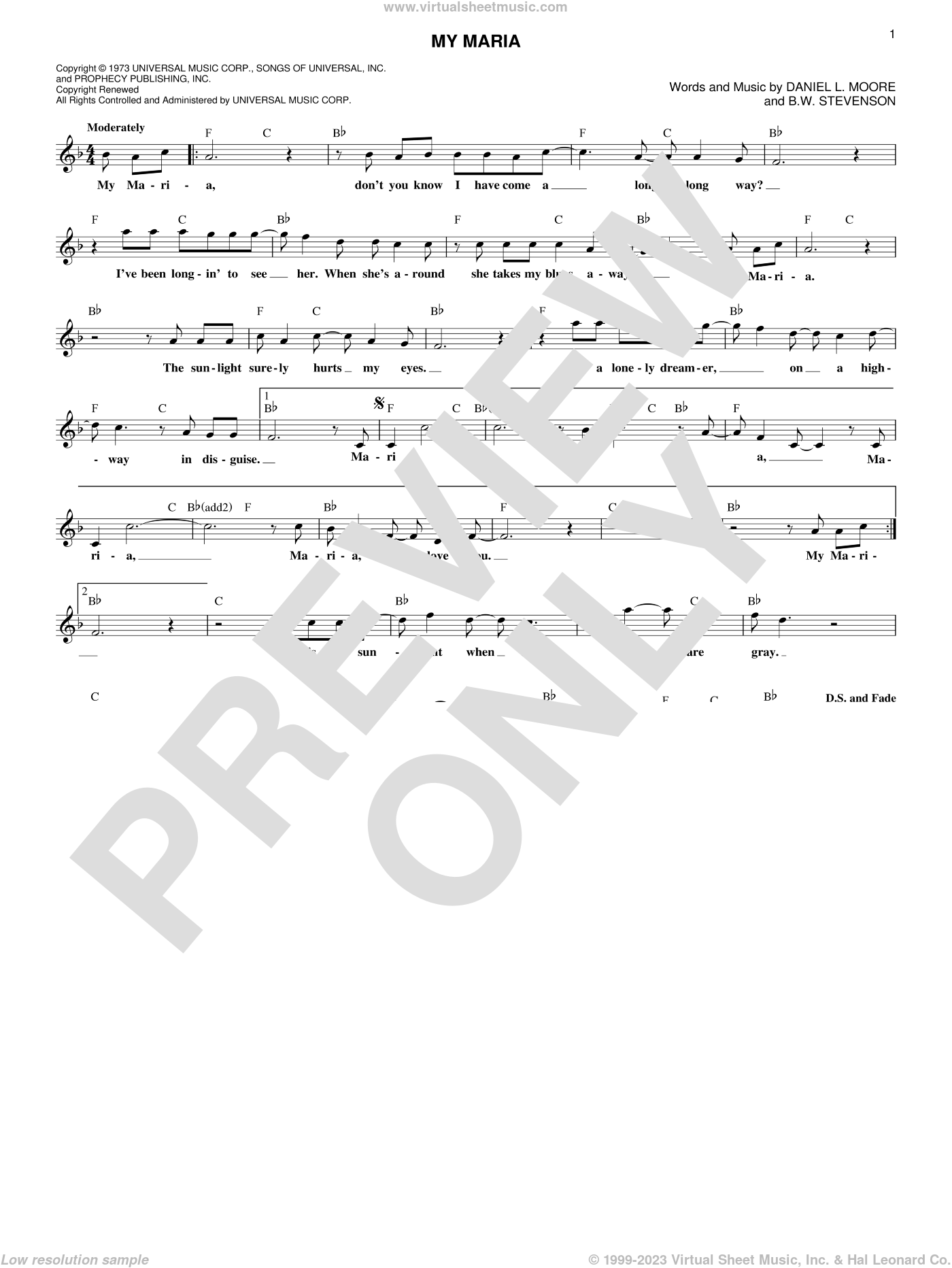 My Maria sheet music for voice and other instruments (fake book)