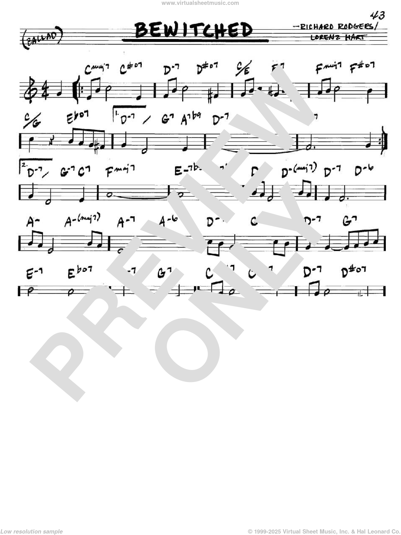 Bewitched sheet music for voice and other instruments (in C)