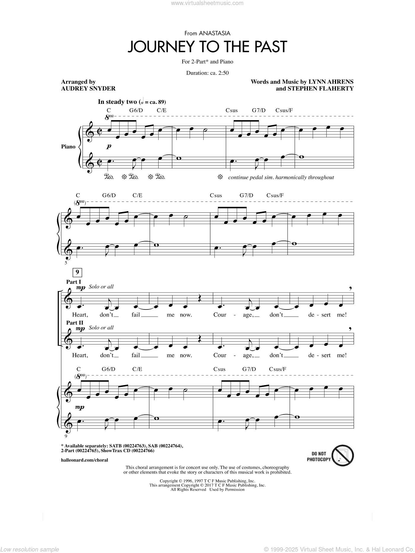 Journey To The Past sheet music for choir (2-Part) (PDF)