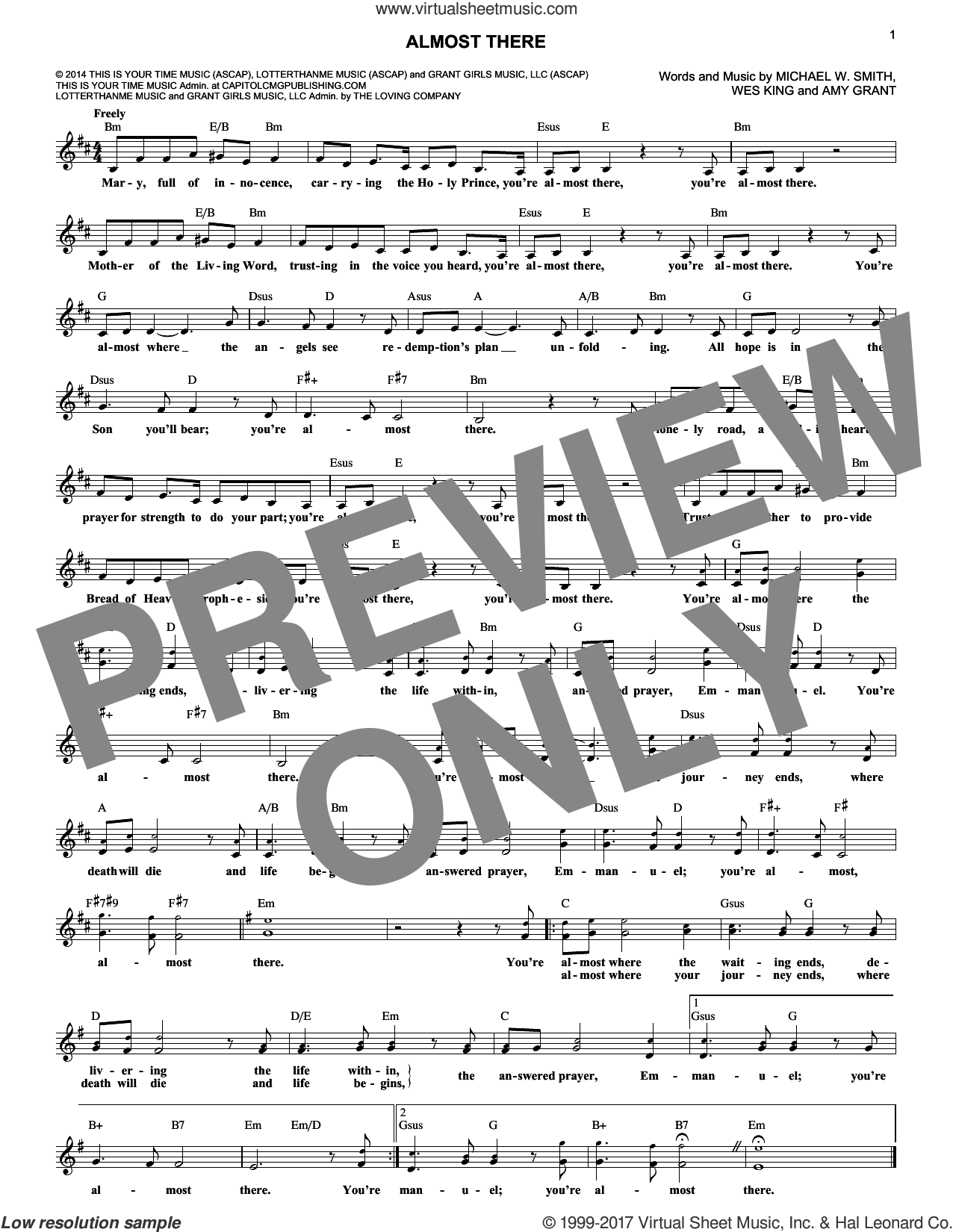 Wes King: Almost There sheet music (fake book) (PDF-interactive)