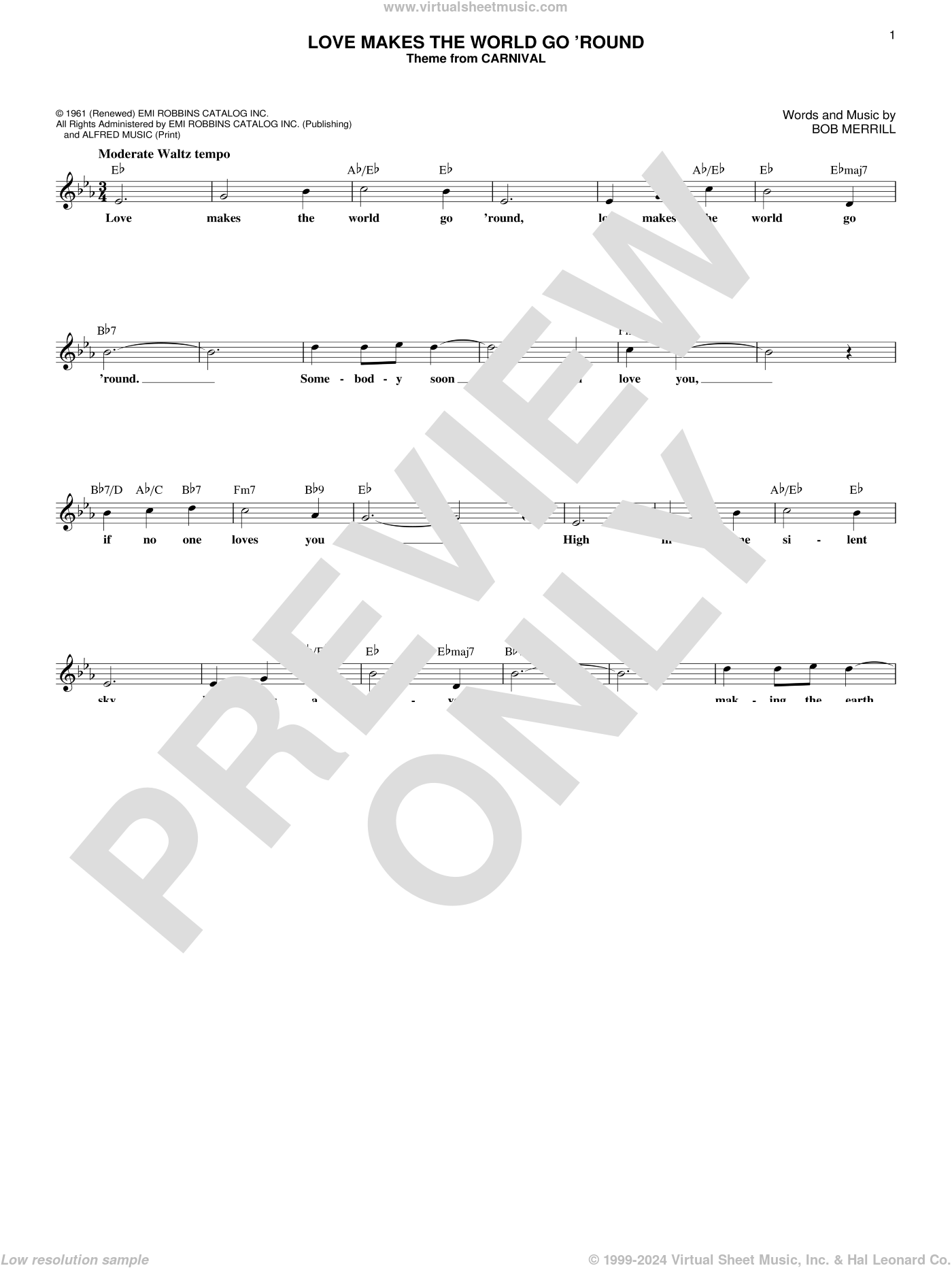 Love Makes The World Go 'round sheet music (fake book) (PDF)