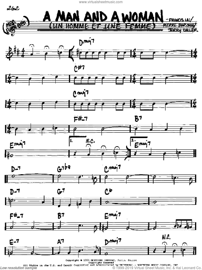 A Man And A Woman (Un Homme Et Une Femme) sheet music (in C)