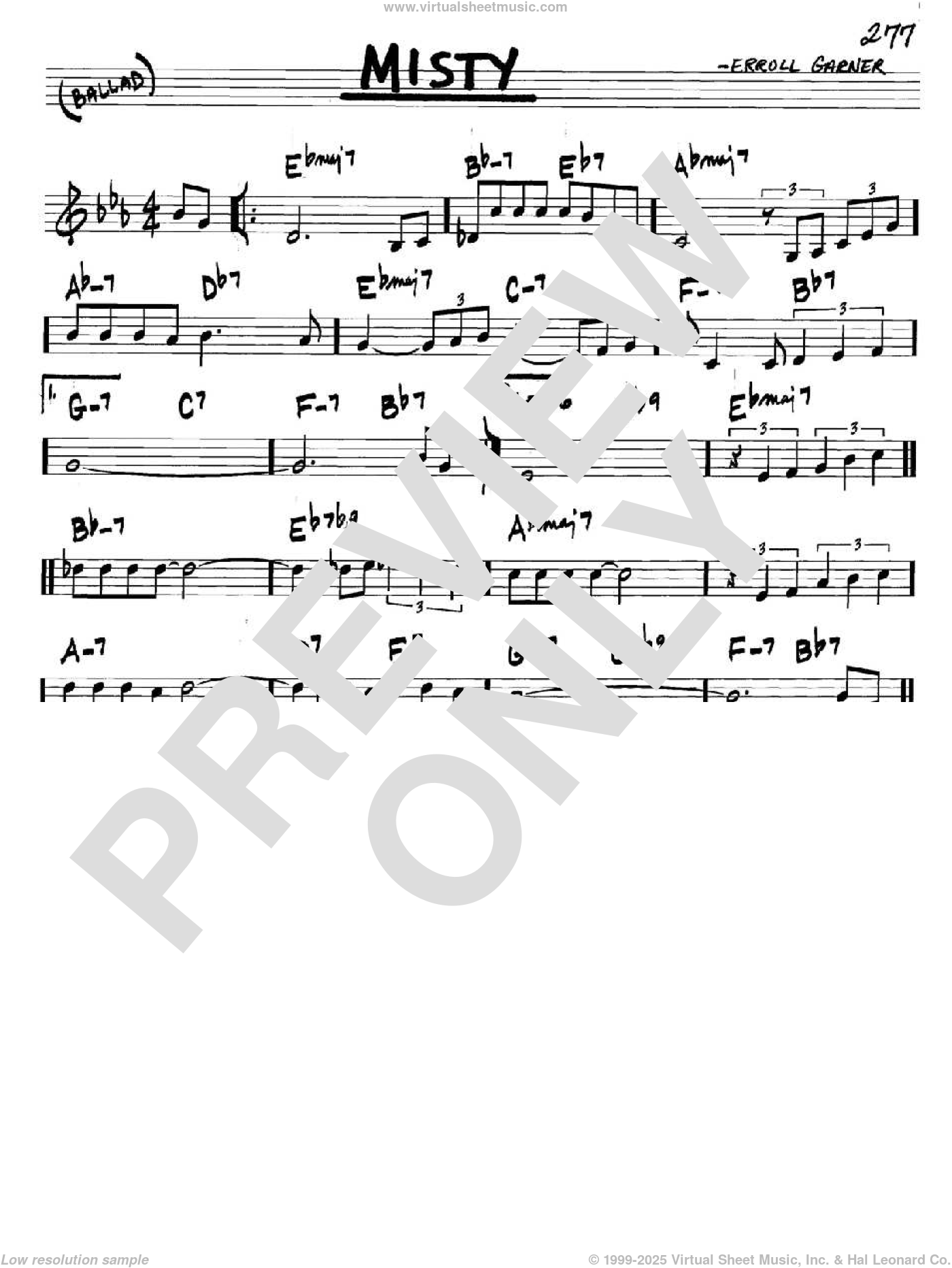 Misty sheet music for voice and other instruments (in C) (PDF)