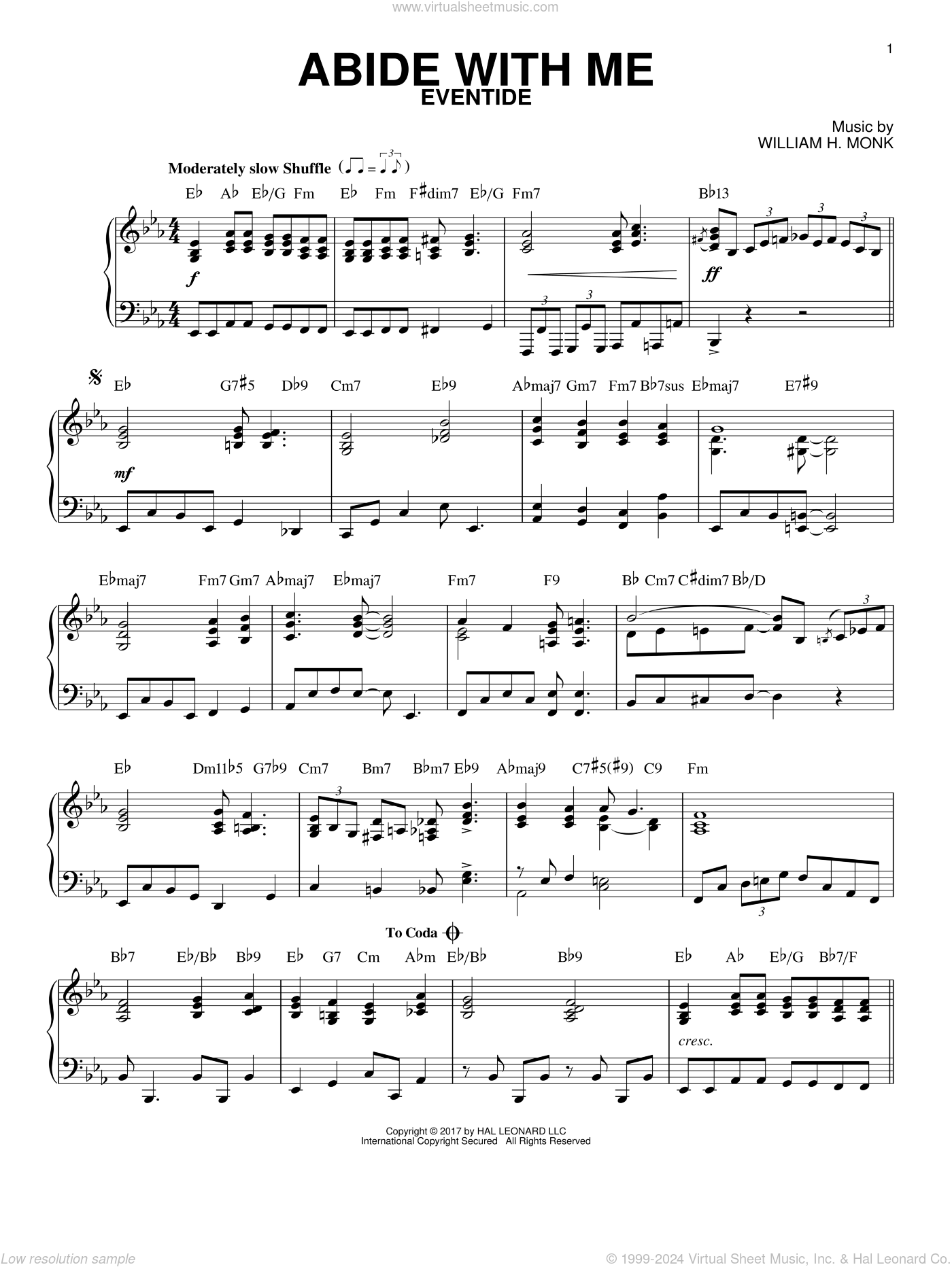 Abide With Me [Jazz version] sheet music for piano solo (PDF)