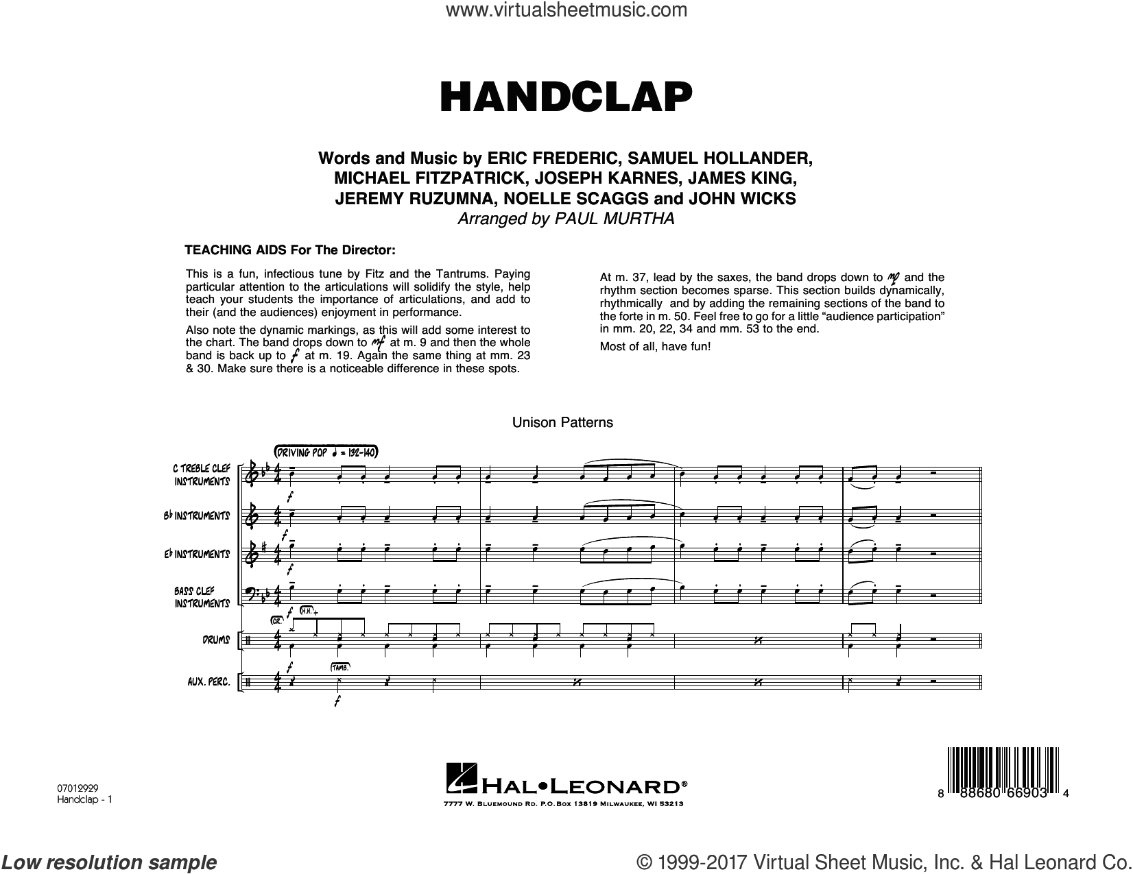 HandClap sheet music (complete collection) for jazz band (PDF)