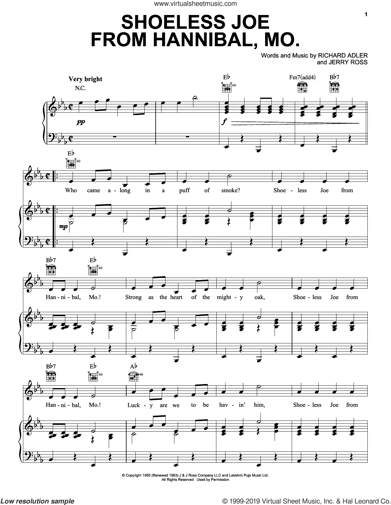 Shoeless Joe From Hannibal, Mo. sheet music for voice, piano or guitar