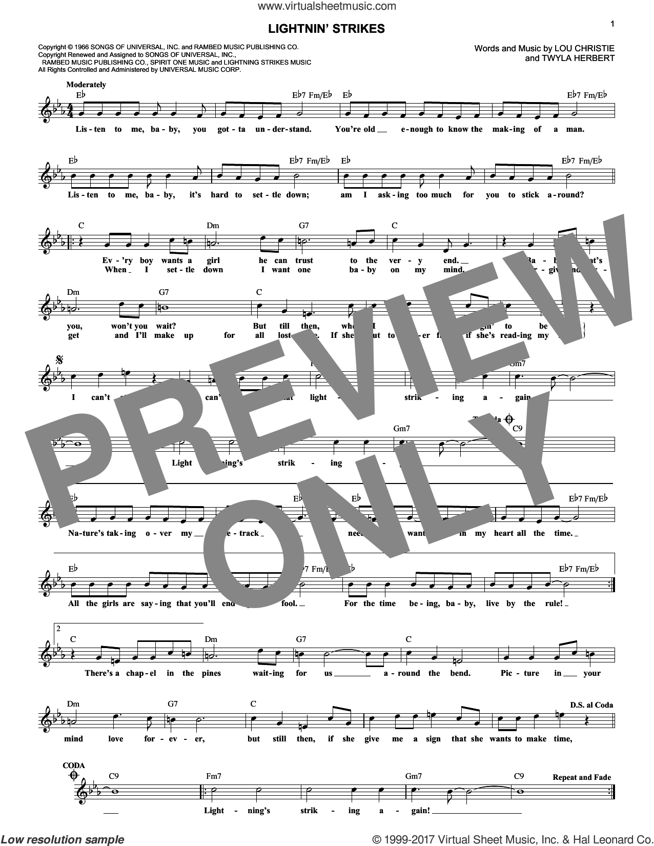 Lightnin' Strikes sheet music (fake book, (intermediate) (fake book)