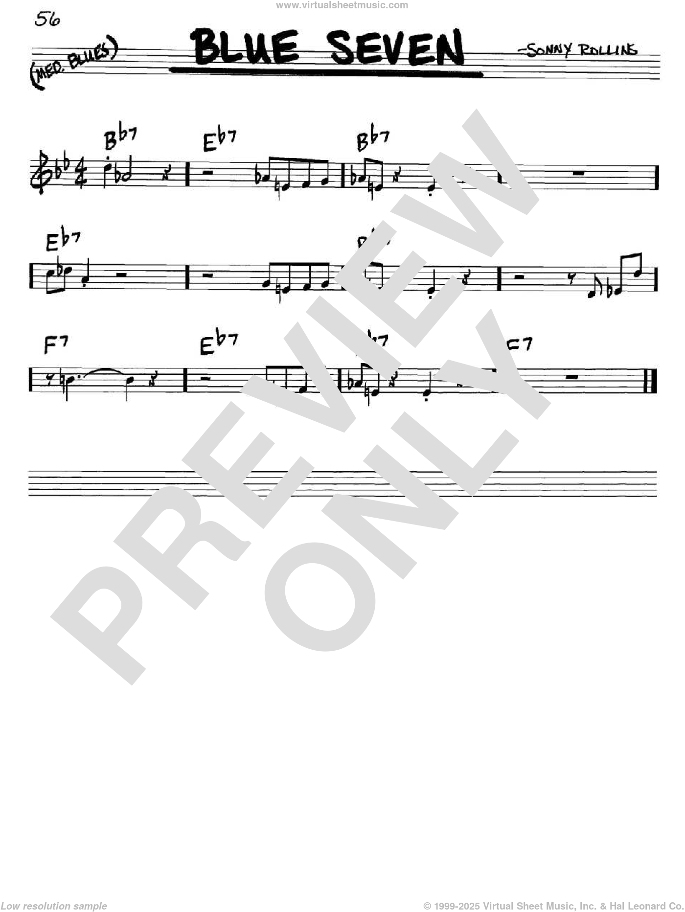 Blue Seven sheet music (real book - melody and chords) (in C)