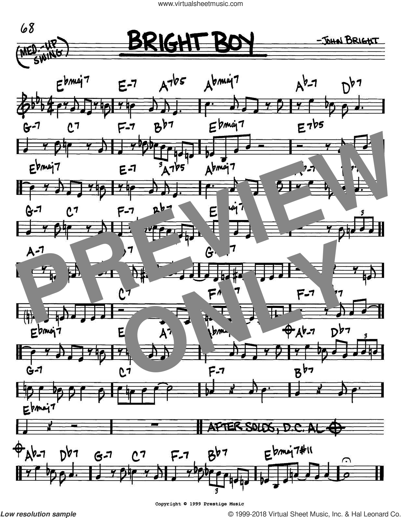 Bright Boy sheet music (real book - melody and chords) (in C)