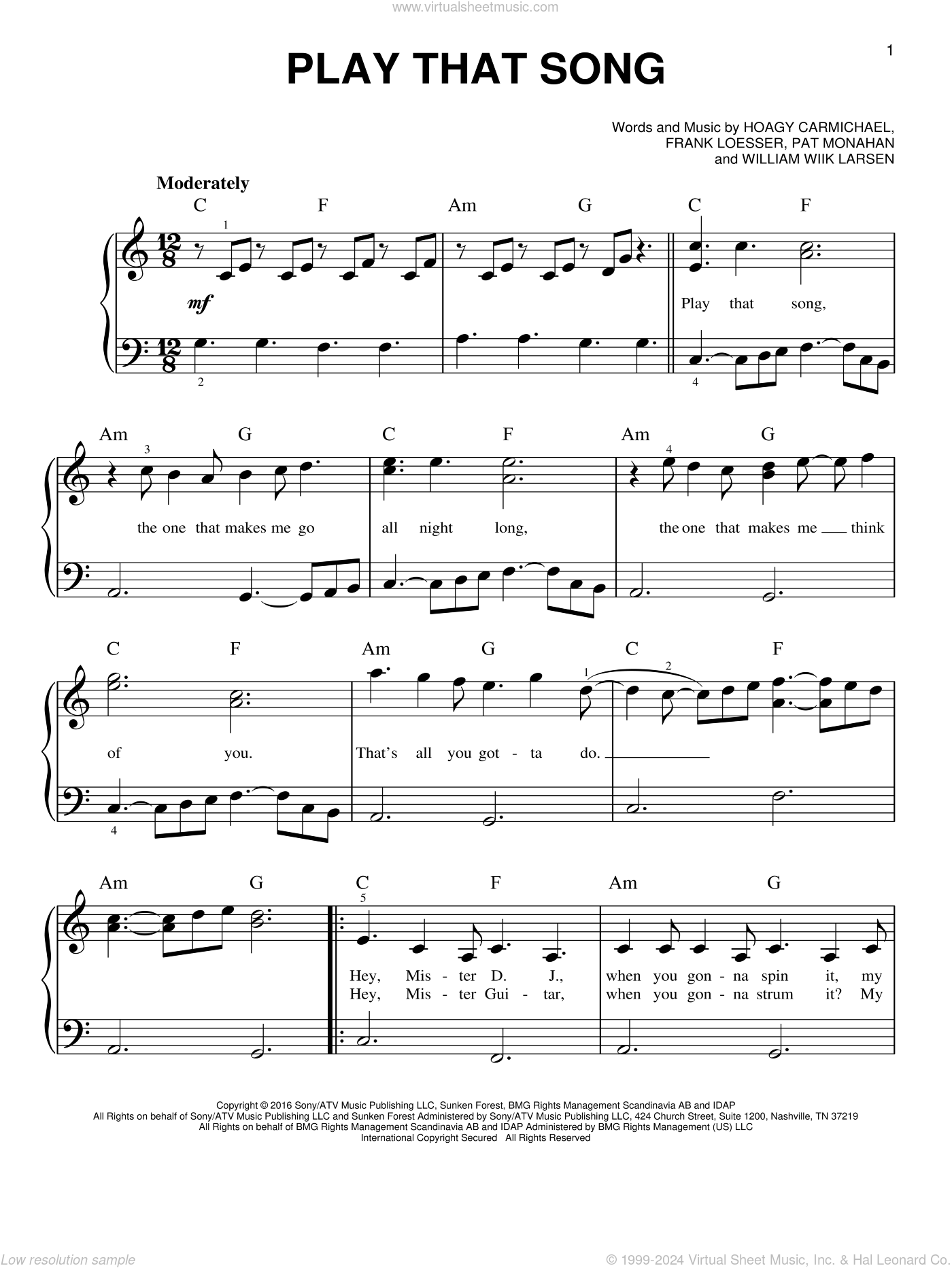Play That Song sheet music for piano solo (PDF-interactive)