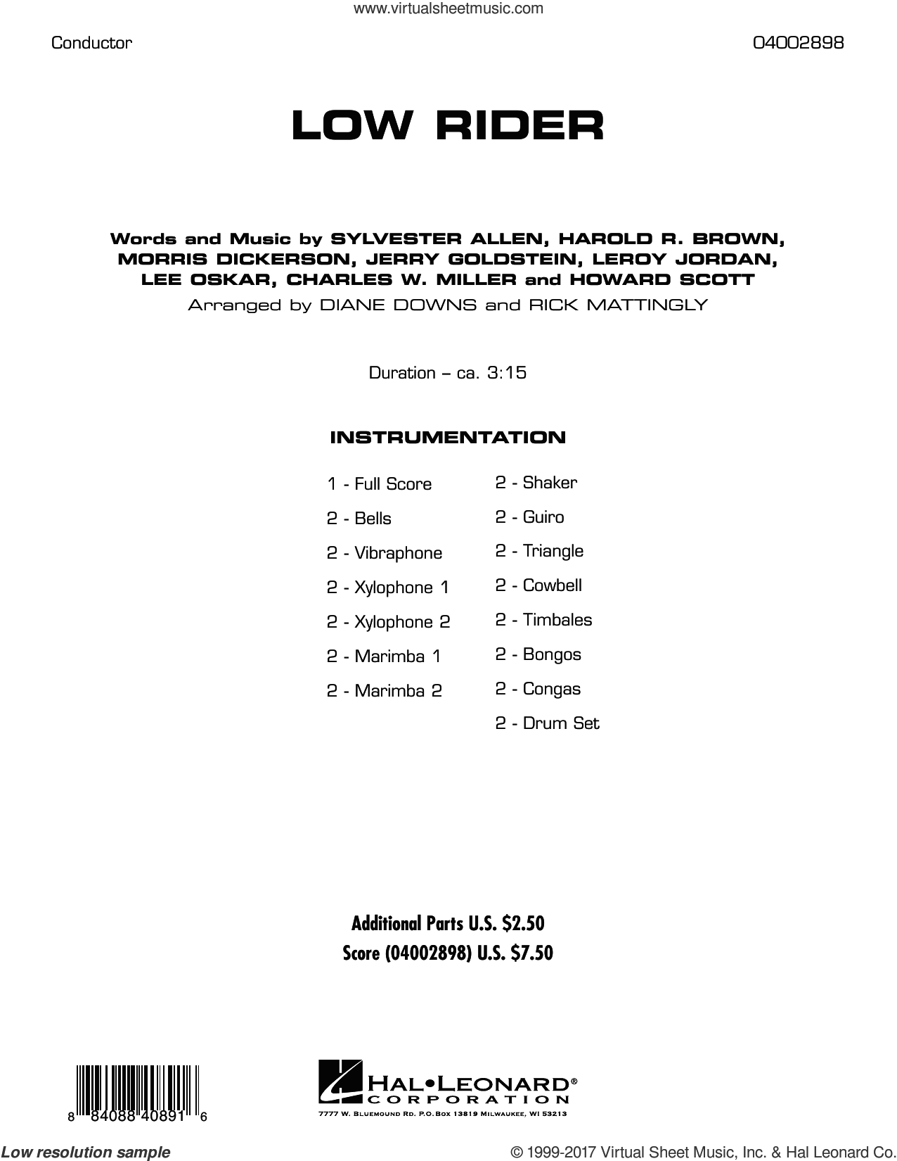 War: Low Rider sheet music (complete collection) for concert band