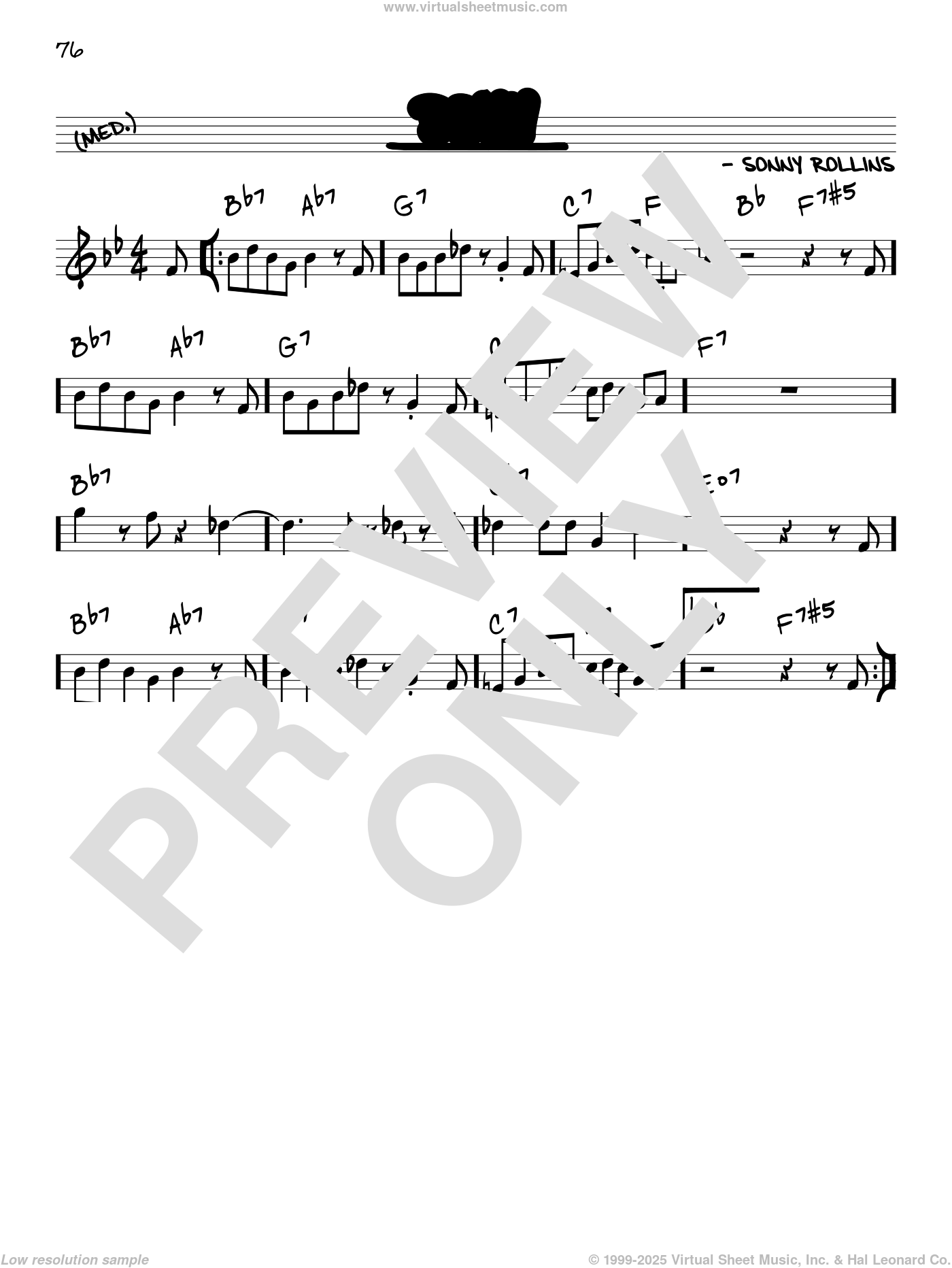 Doxy sheet music (real book - melody and chords) (in C) (PDF)