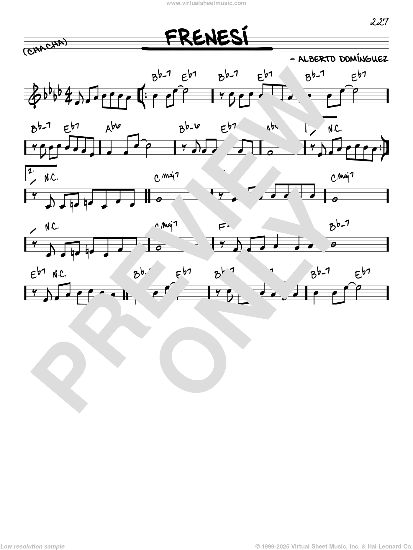 Frenesi sheet music (real book - melody and chords) (in C) (PDF)