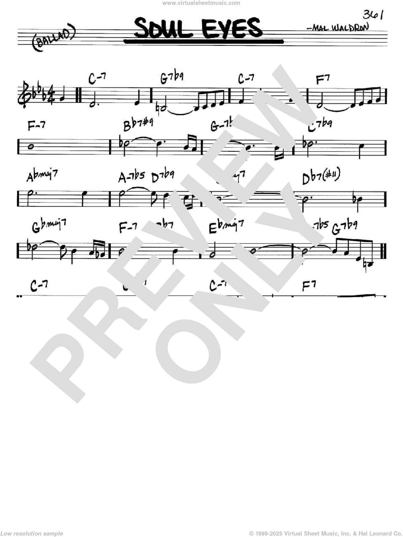 Soul Eyes sheet music (real book - melody and chords) (in C)