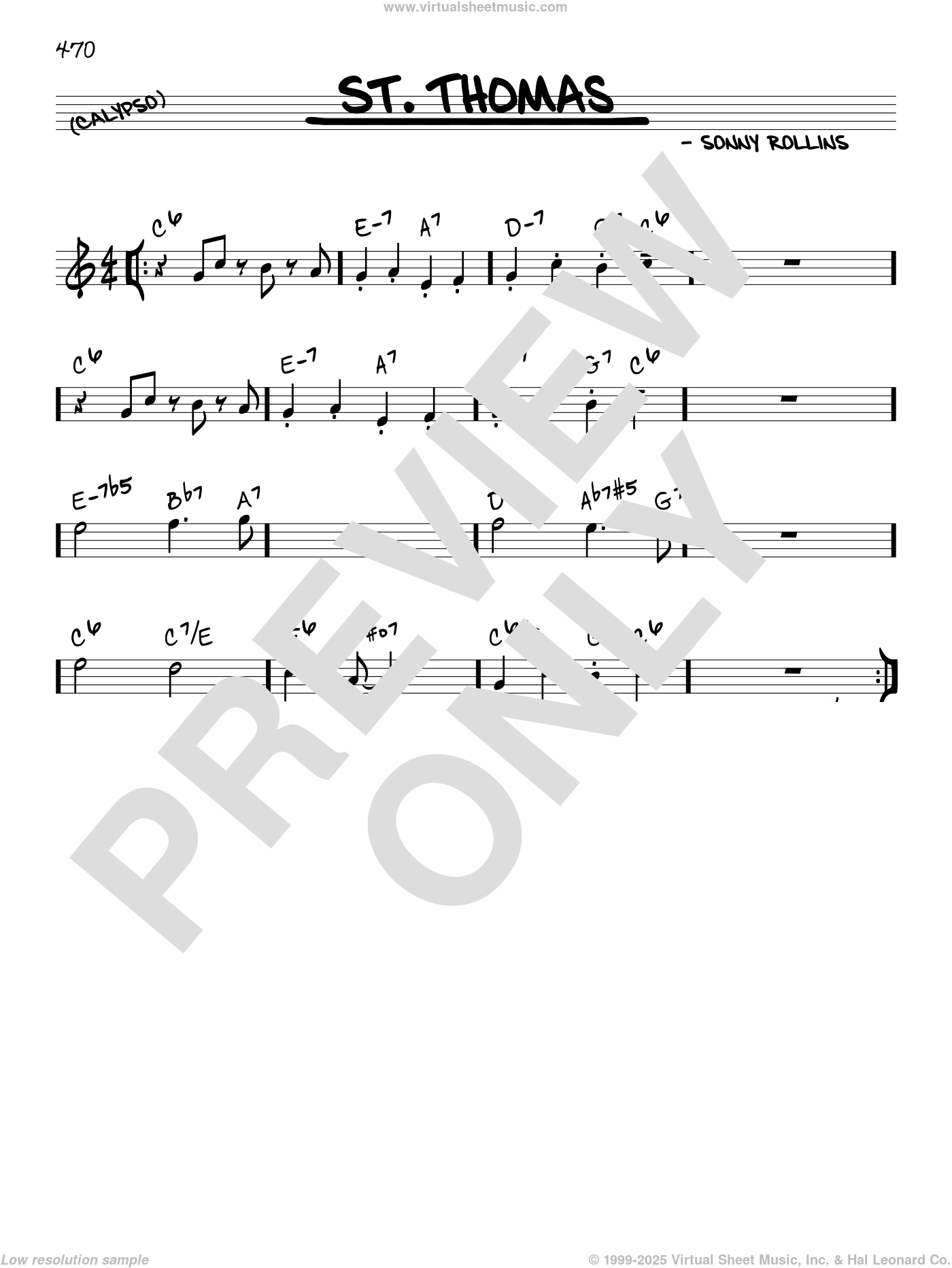 St. Thomas sheet music for voice and other instruments (in C)
