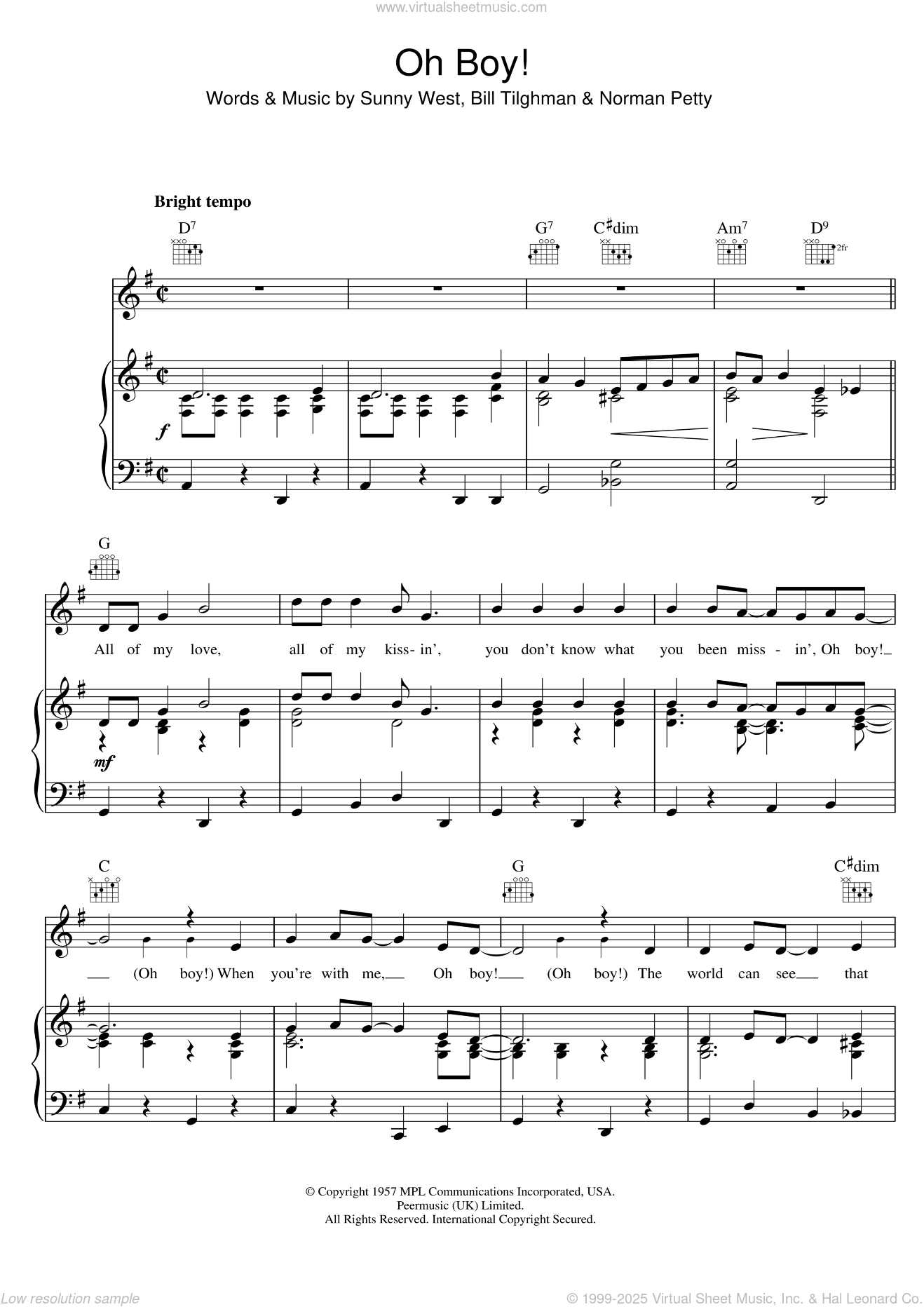 Oh Boy! sheet music for voice, piano or guitar (PDF-interactive)