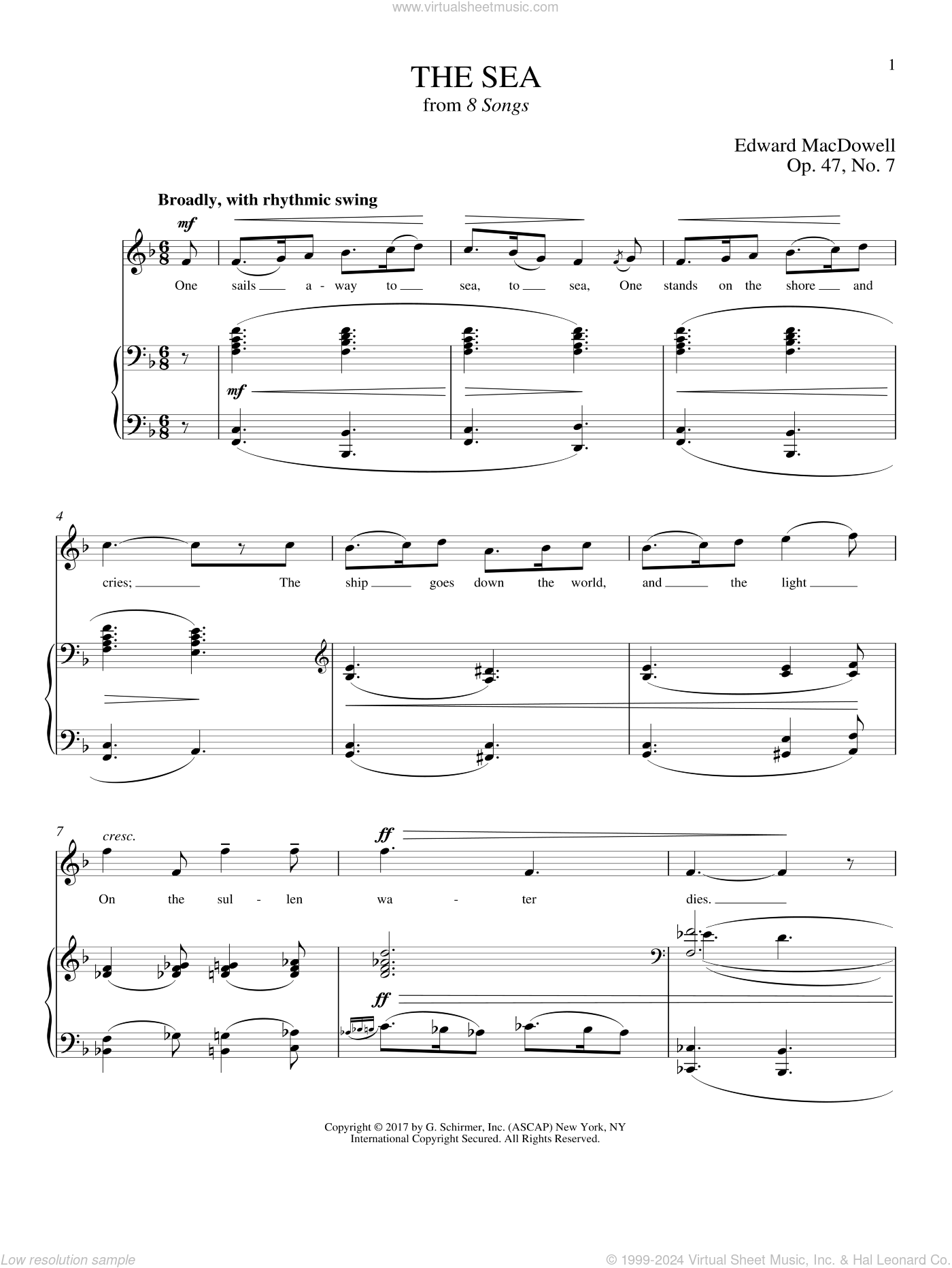 The Sea sheet music for voice and piano (Tenor) (PDF-interactive)