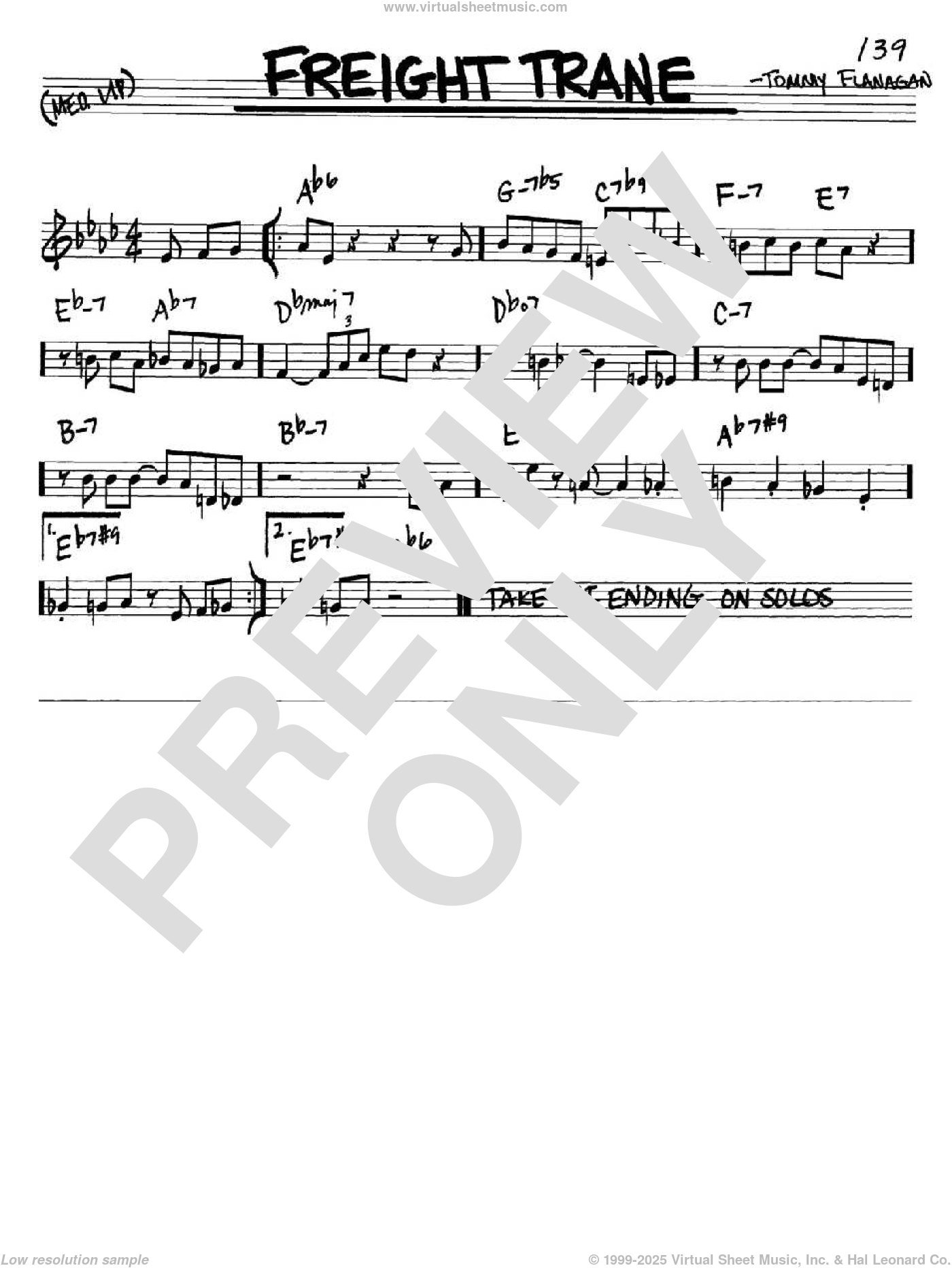 Flanagan - Freight Trane sheet music (real book - melody and chords) (in C)
