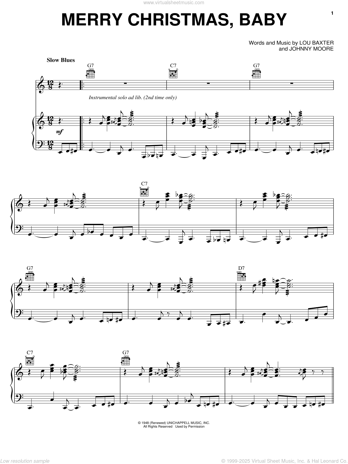 Elvis Presley: Merry Christmas, Baby sheet music for voice, piano or guitar