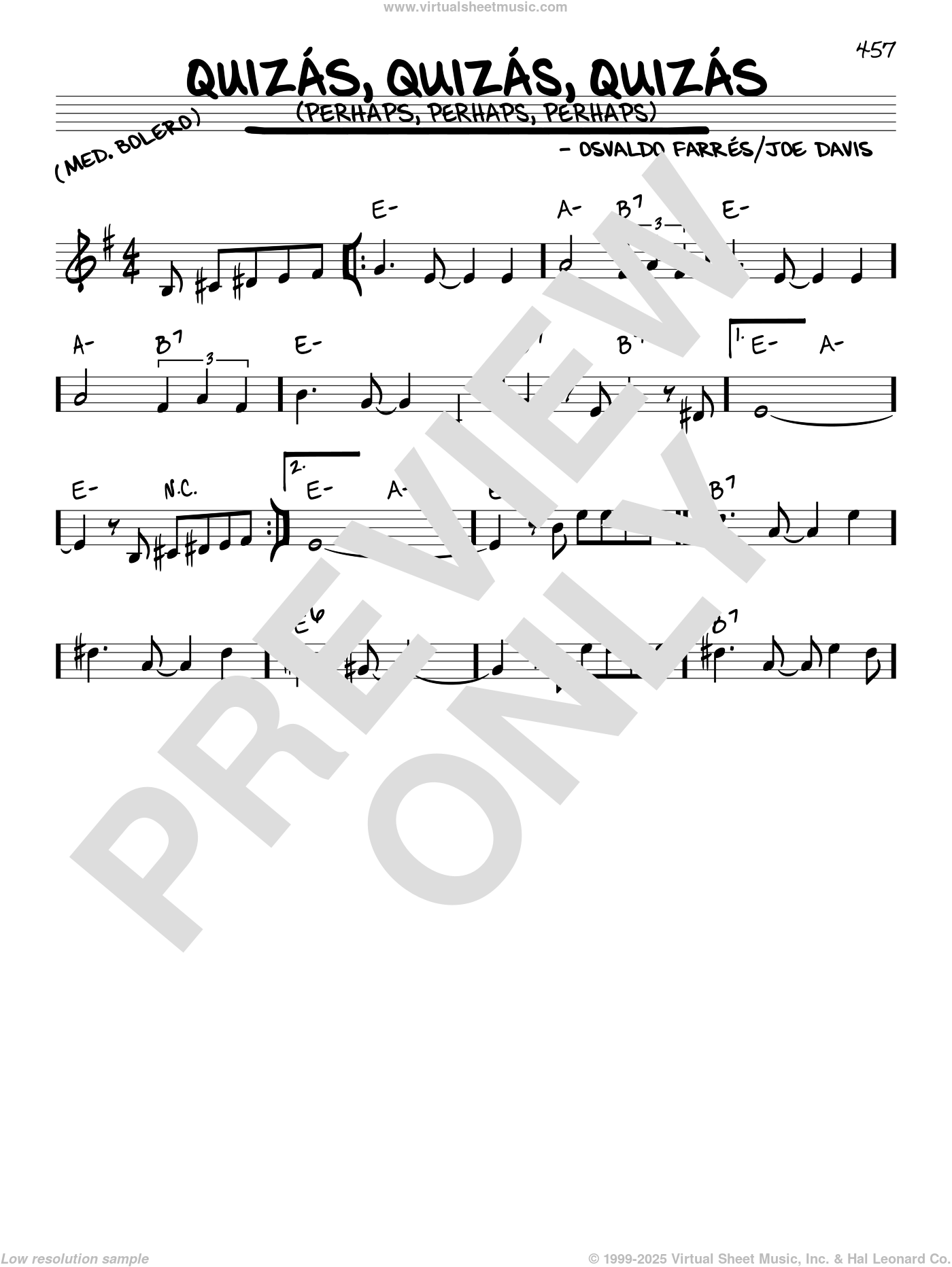 Quizas, Quizas, Quizas (Perhaps, Perhaps, Perhaps) sheet music (real ...