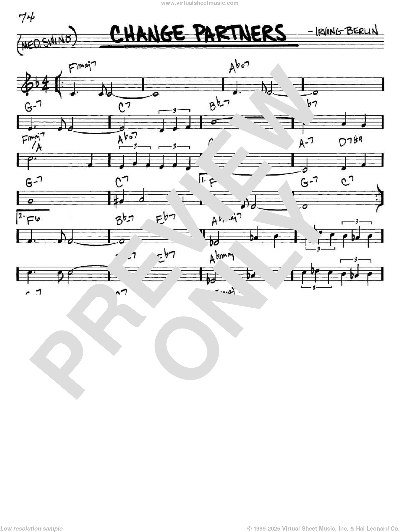 Change Partners sheet music (real book - melody and chords) (in C)