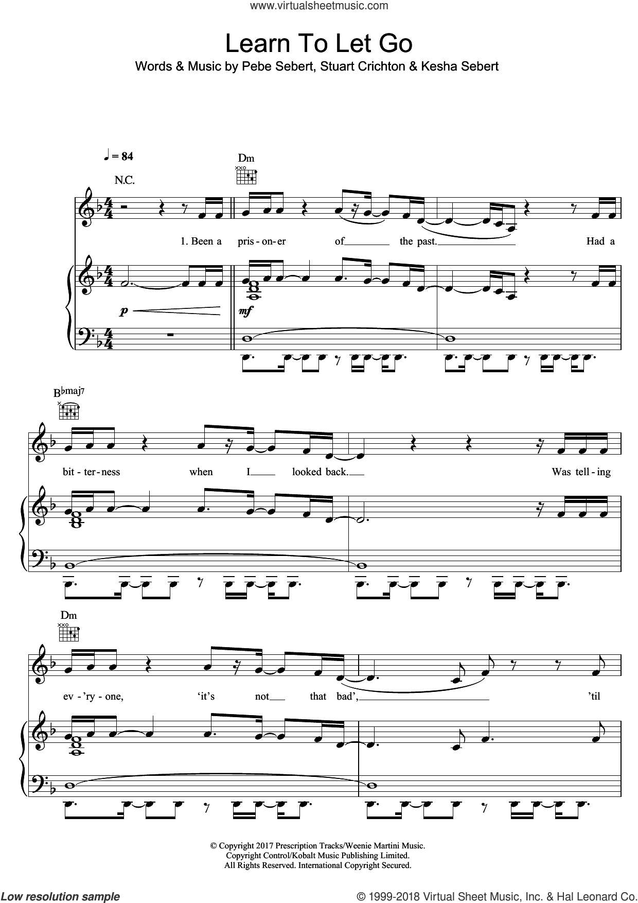 Learn To Let Go sheet music for voice, piano or guitar (PDF)