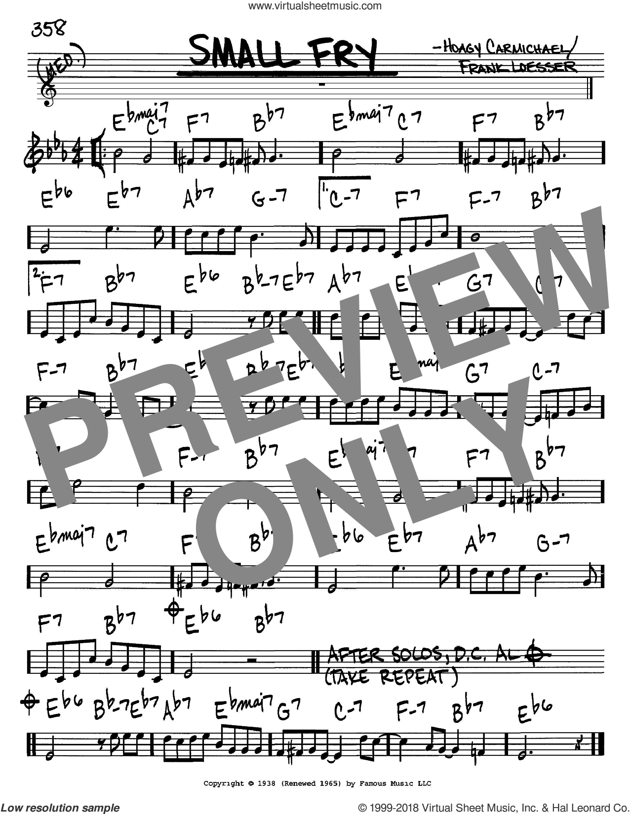 Small Fry sheet music (real book - melody and chords) (in C)
