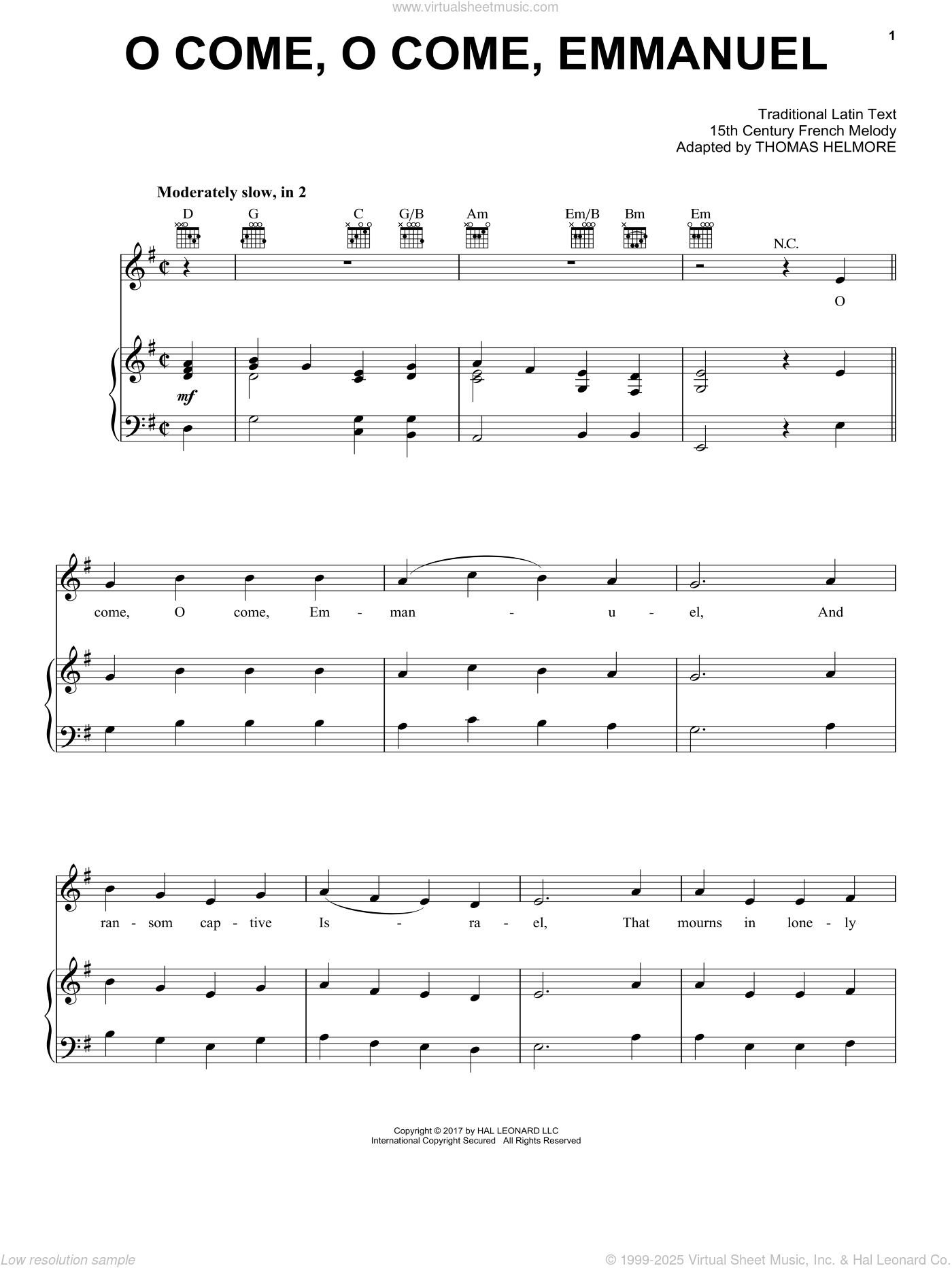 John M. Neale (v. 1,2): O Come, O Come, Emmanuel sheet music for voice ...