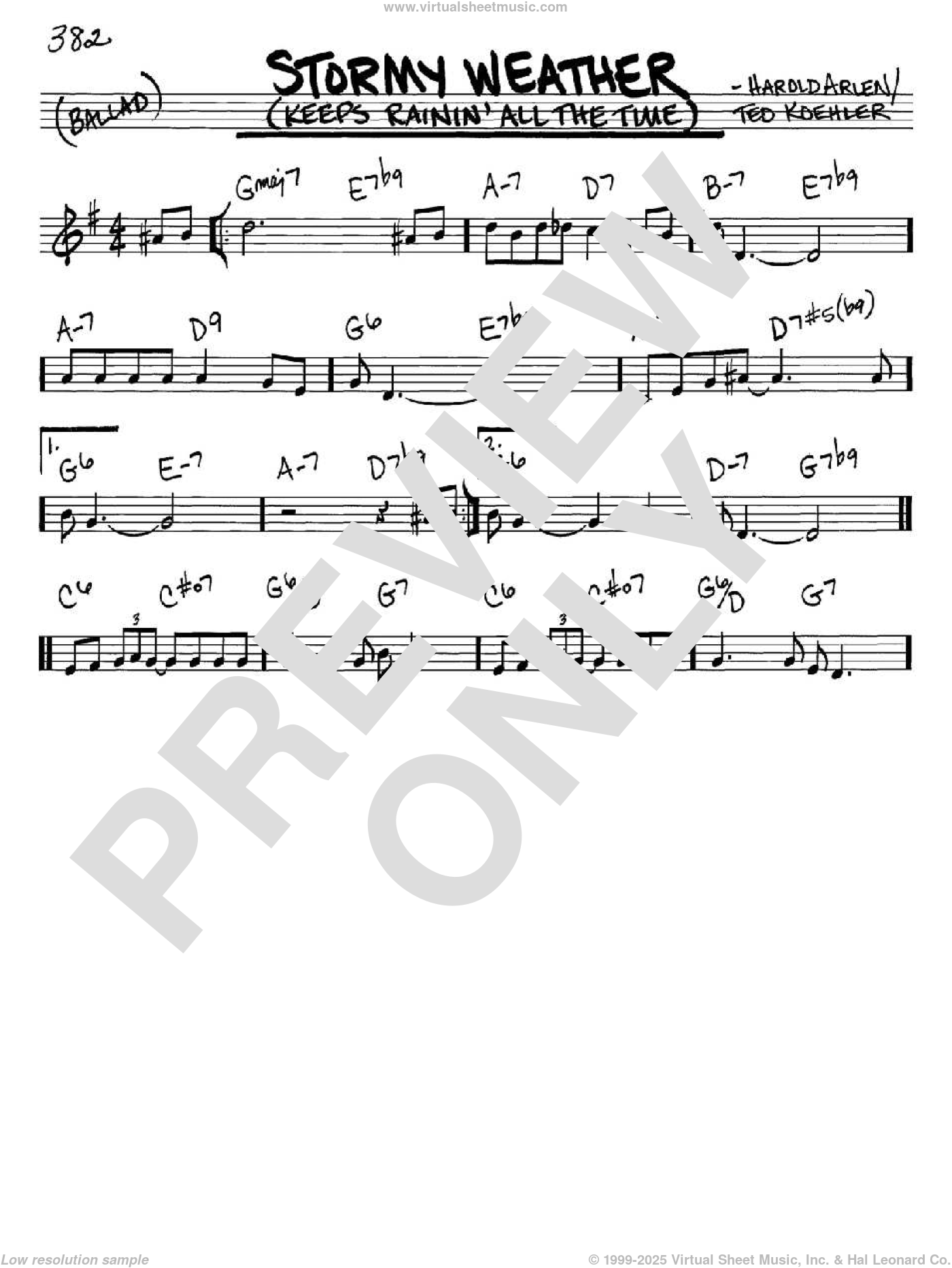 Stormy Weather (Keeps Rainin' All The Time) sheet music (real book ...