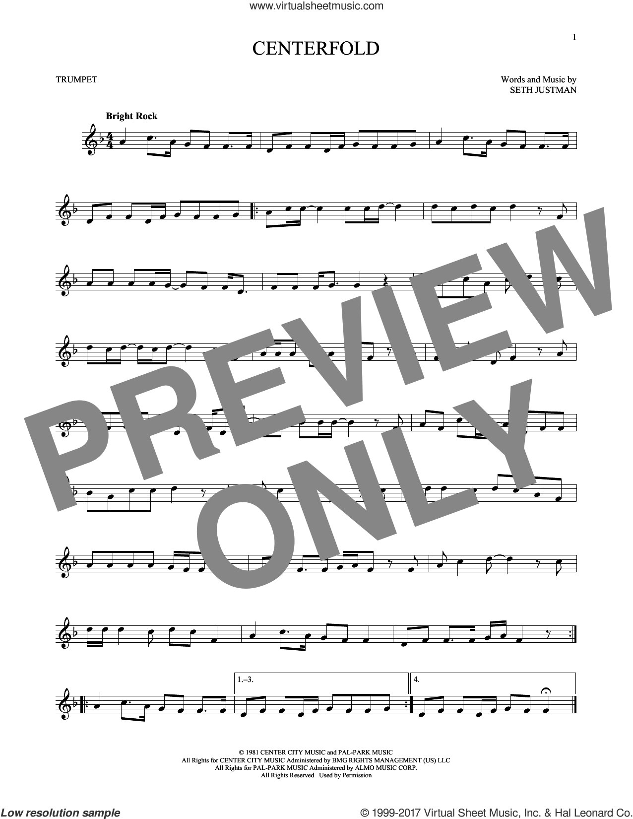 Centerfold sheet music for trumpet solo (PDF-interactive)
