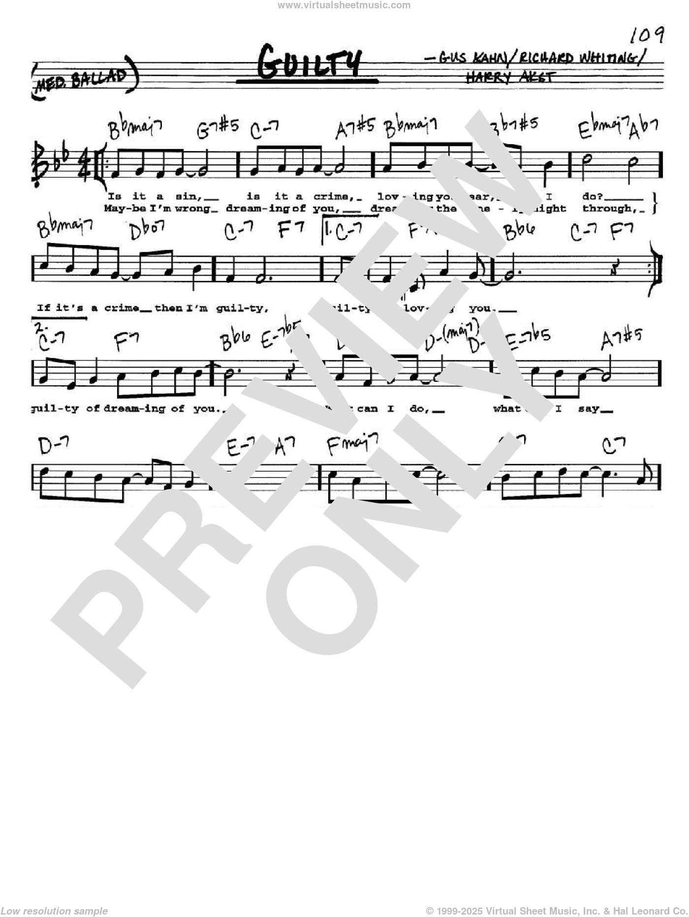 Guilty sheet music (real book with lyrics) (PDF)