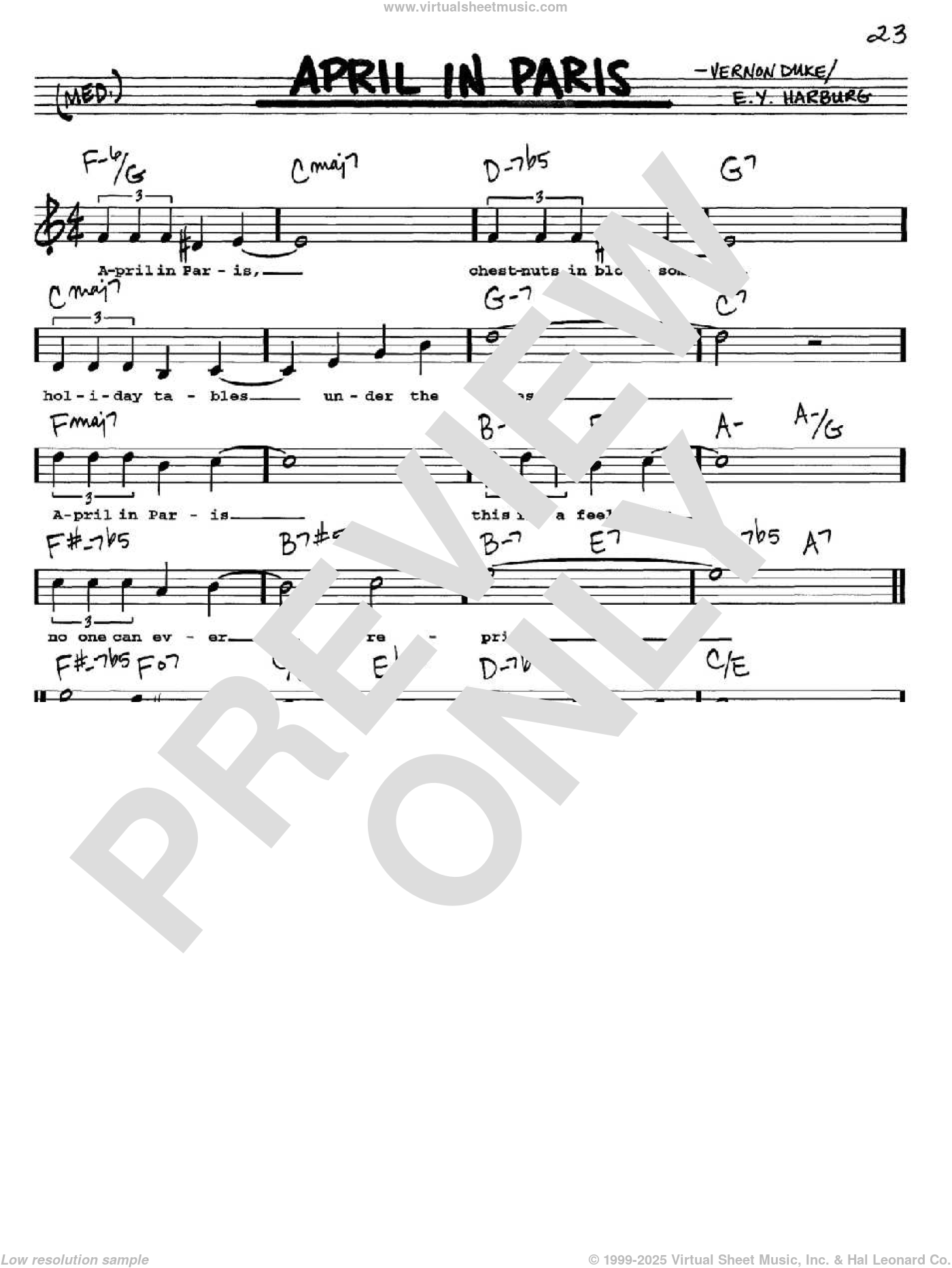 April In Paris sheet music (real book with lyrics) (PDF)