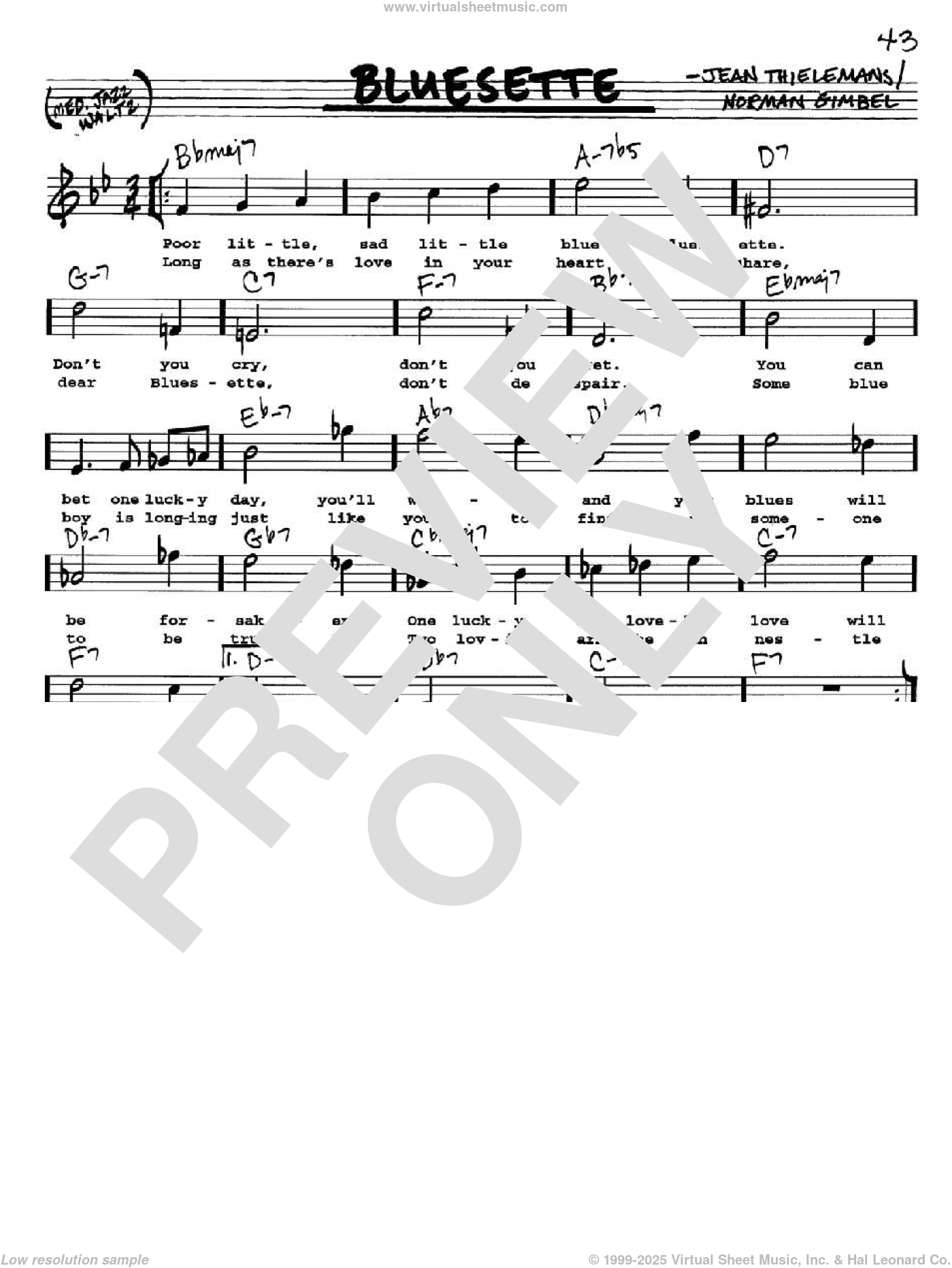 Bluesette sheet music (real book with lyrics) (PDF)
