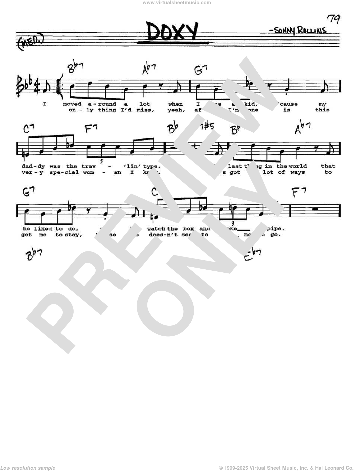 Doxy sheet music (real book with lyrics) (PDF)