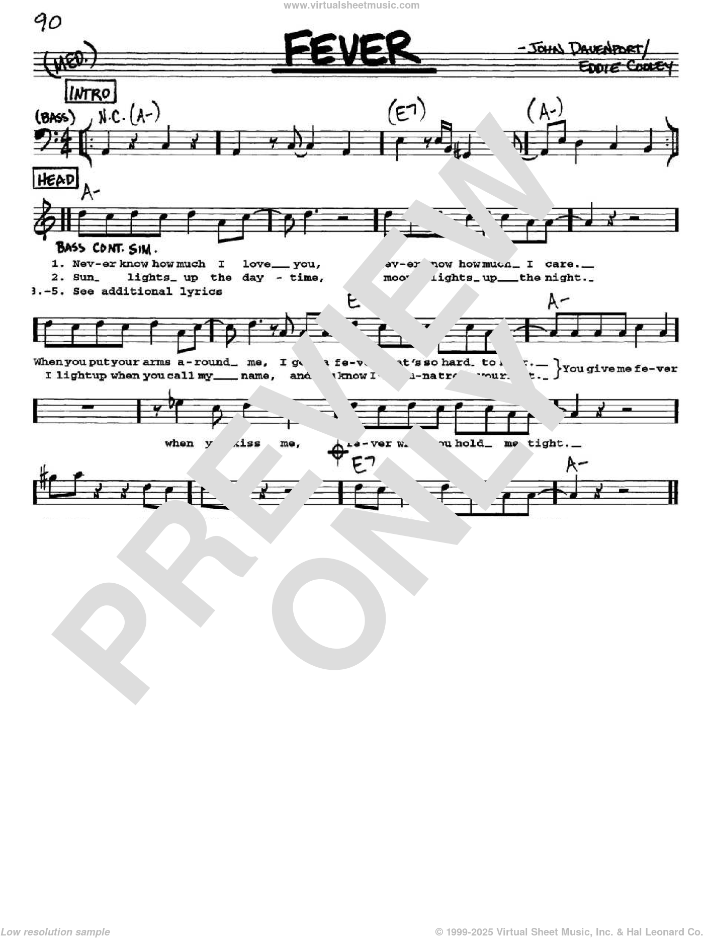 Fever sheet music (real book with lyrics) (PDF)