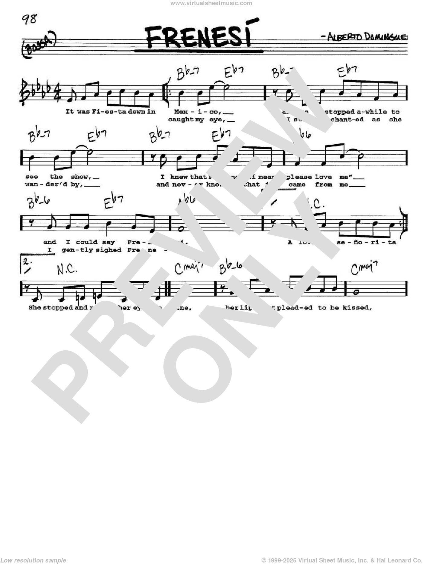Frenesi sheet music (real book with lyrics) (PDF)