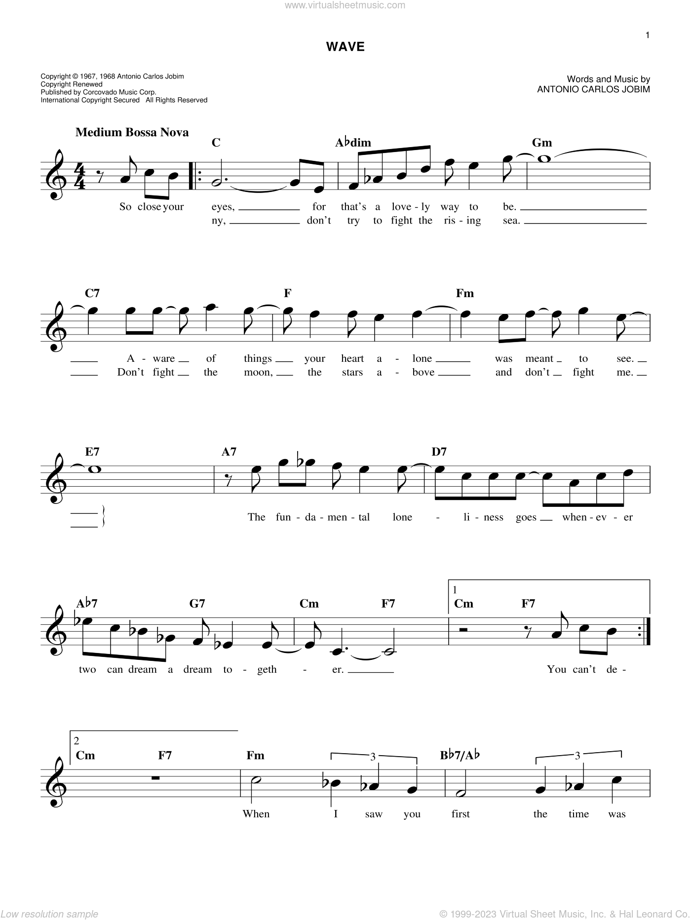 Wave sheet music for voice and other instruments (fake book)