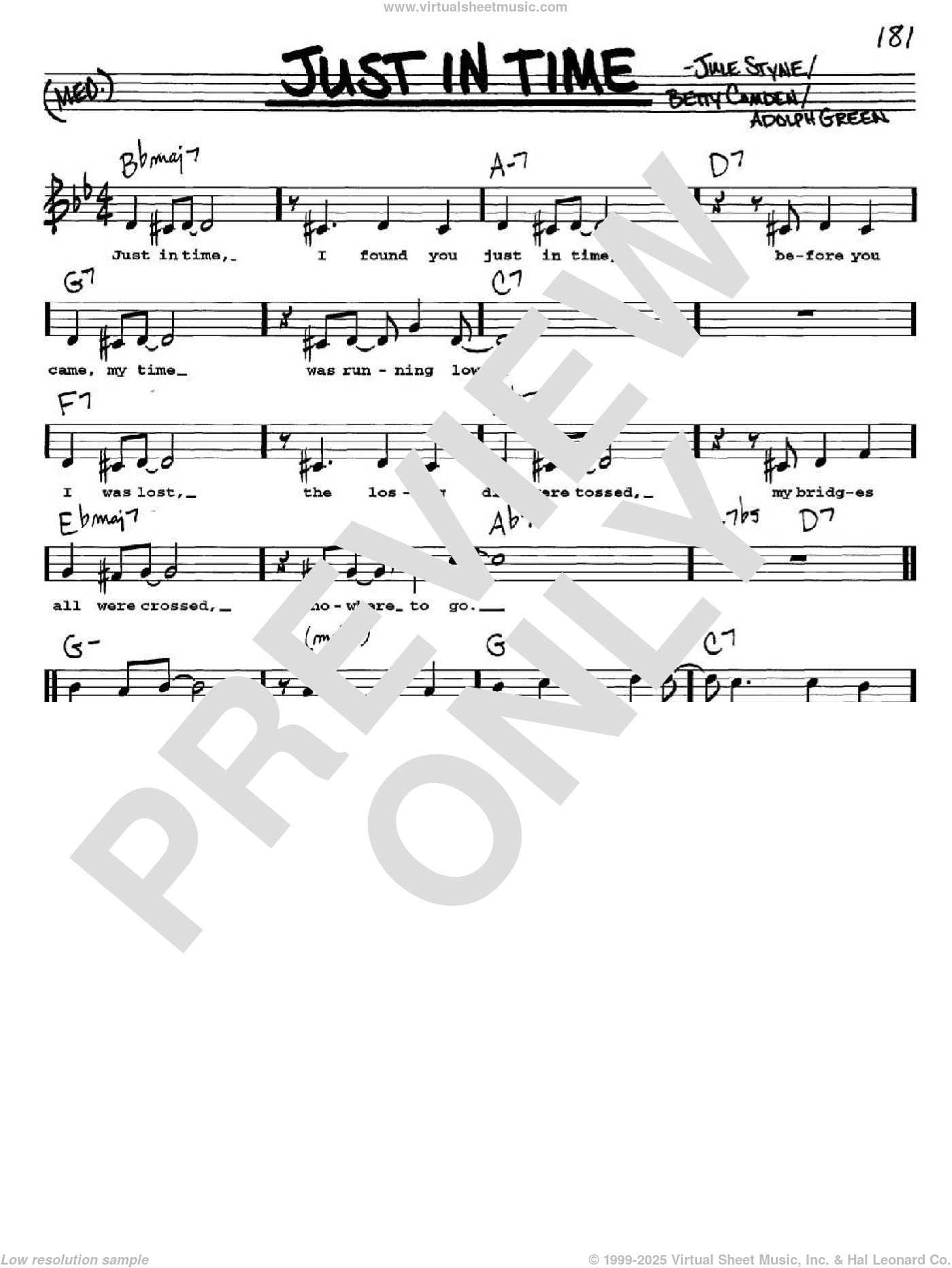 Just In Time sheet music (real book with lyrics) (PDF)