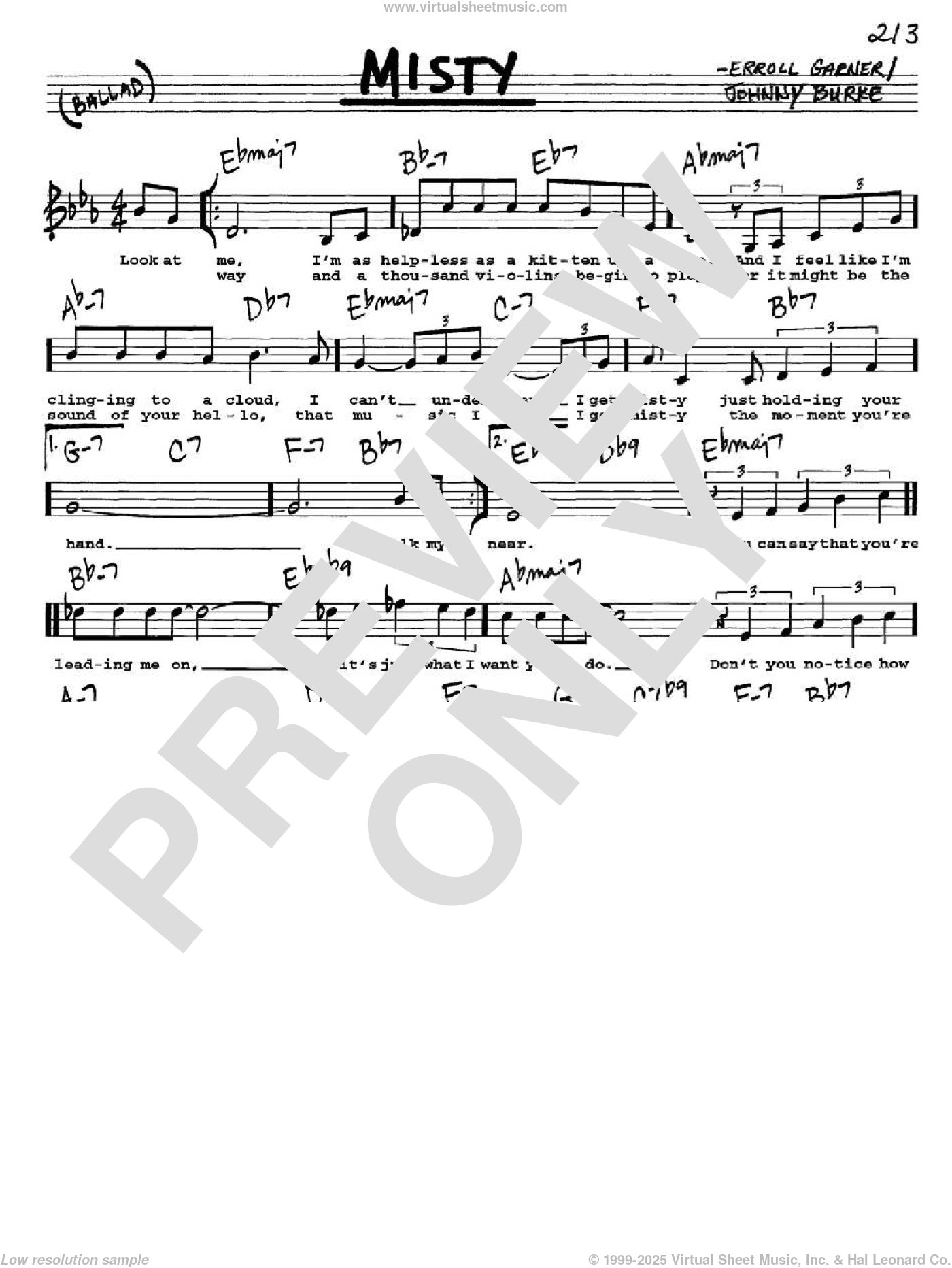 Misty sheet music (real book with lyrics) (PDF)