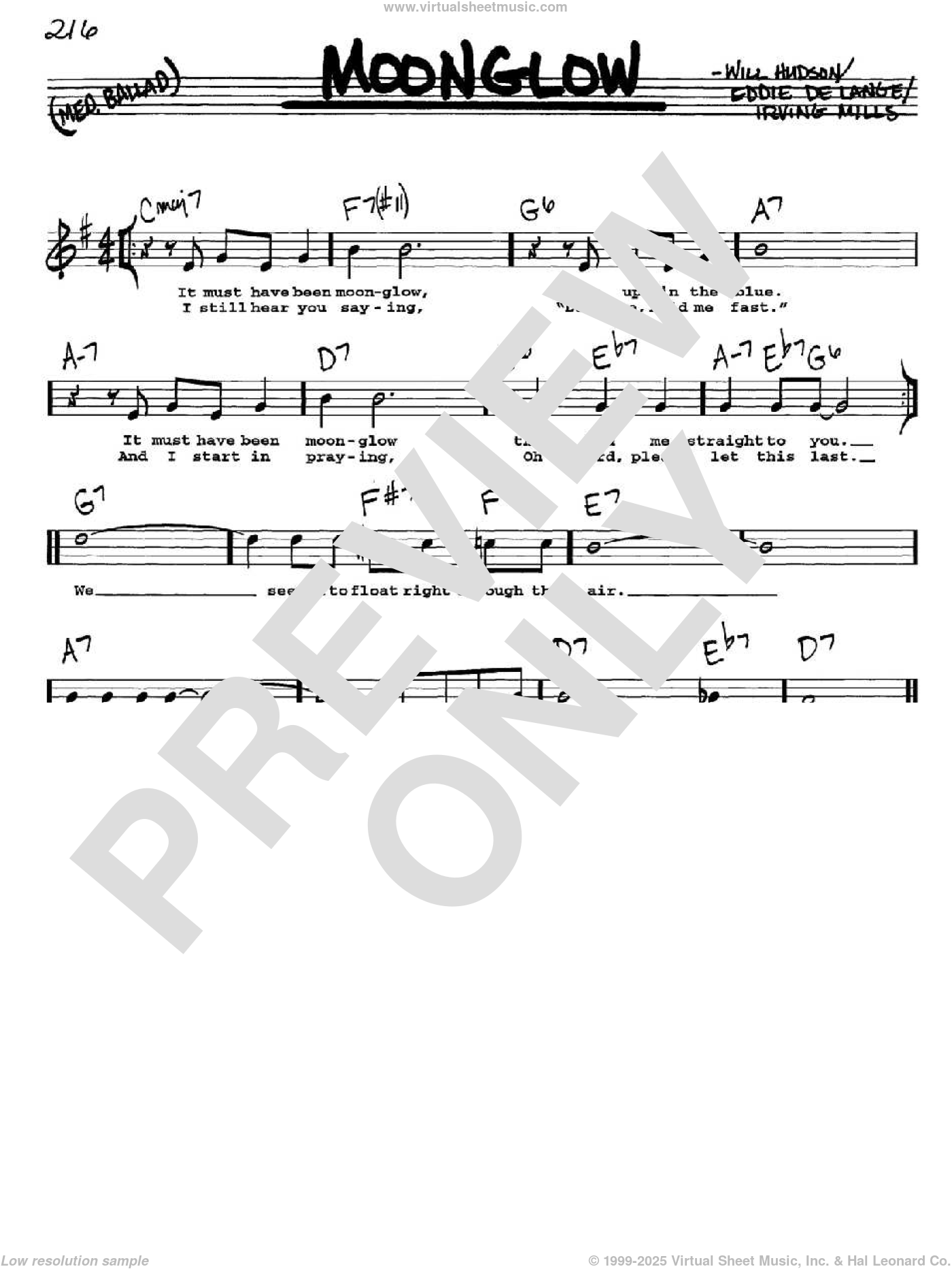 Moonglow sheet music (real book with lyrics) (PDF)