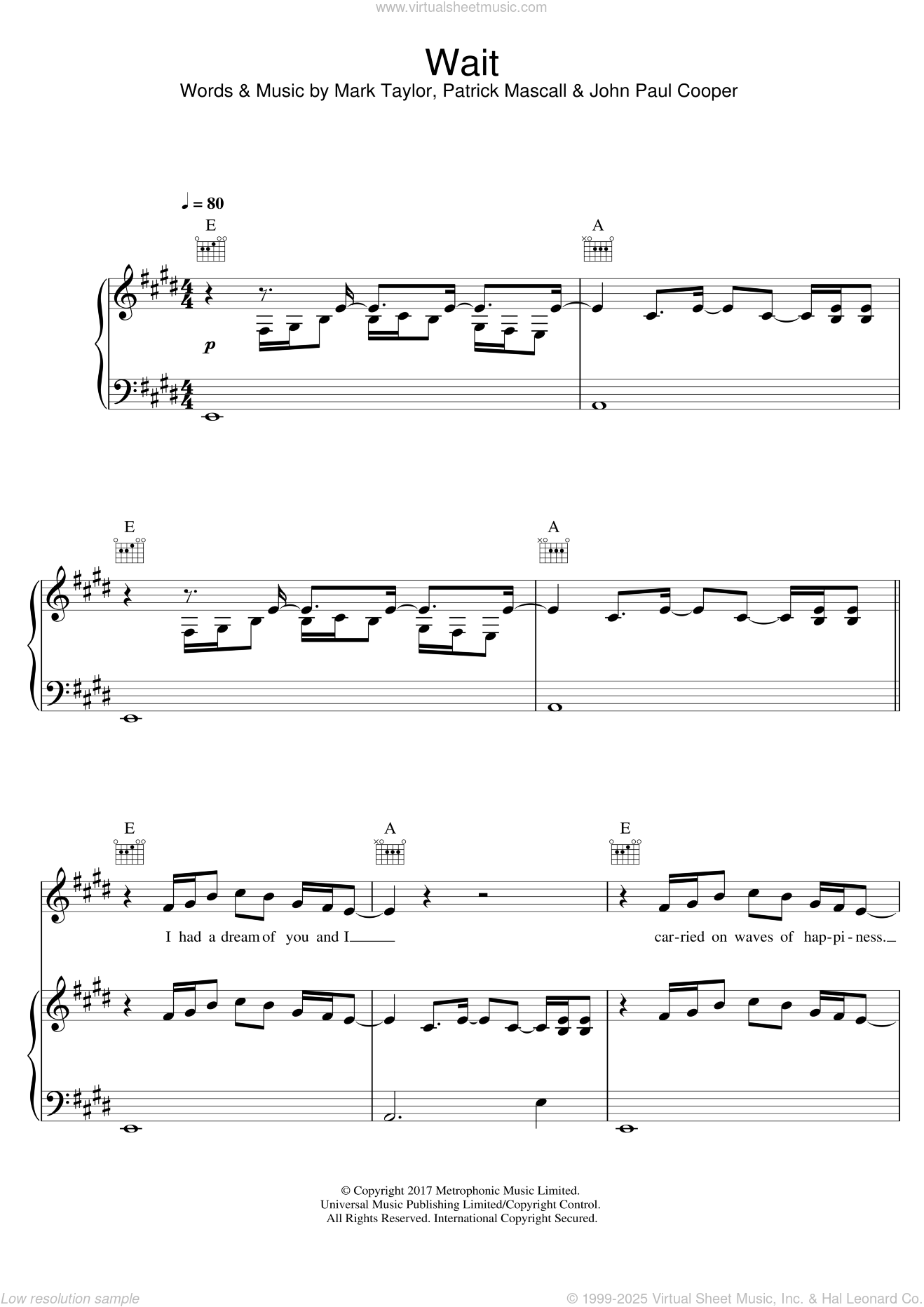 JP Cooper: Wait sheet music for voice, piano or guitar (PDF)