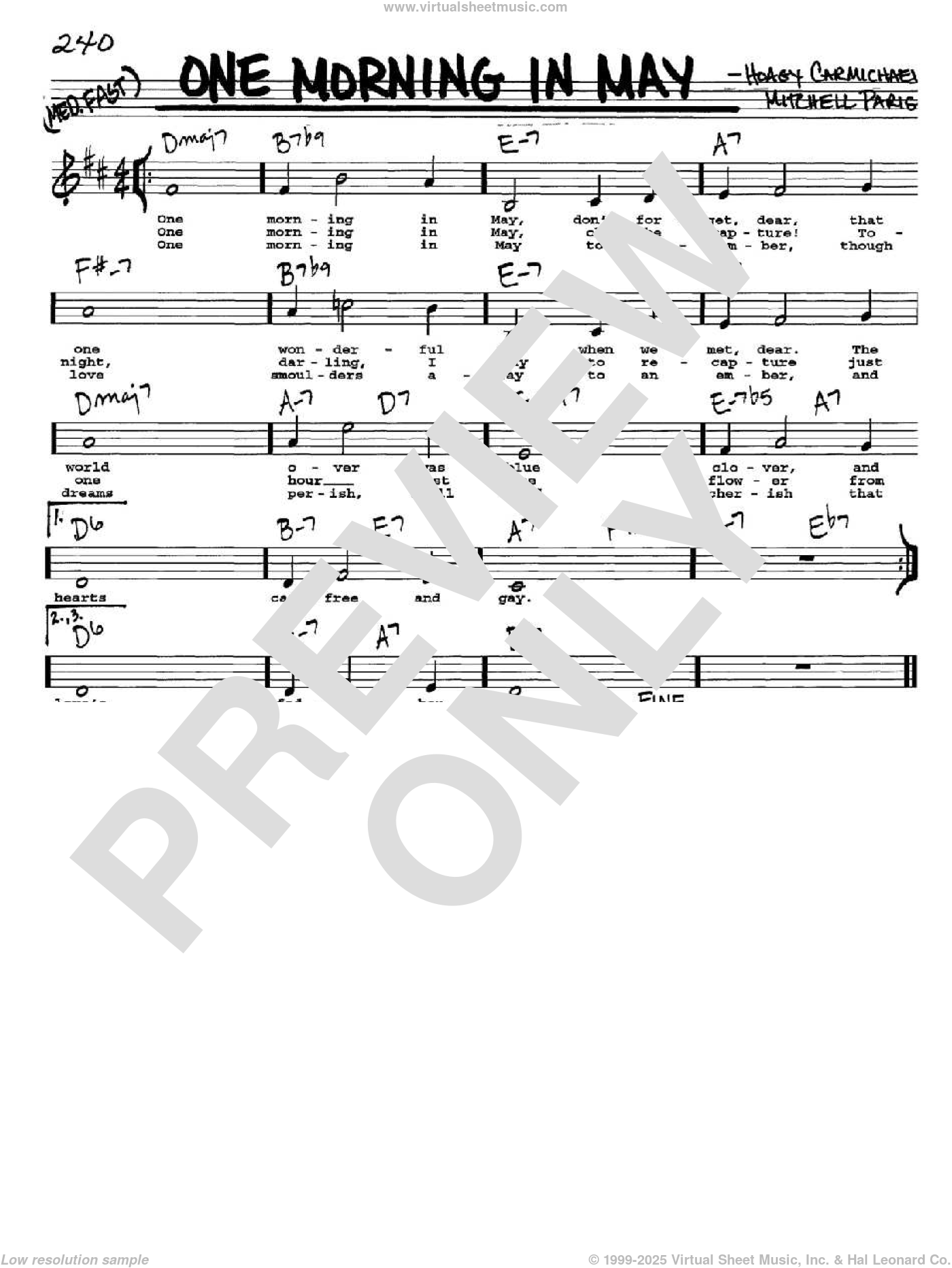 Carmichael - One Morning In May sheet music (real book with lyrics)