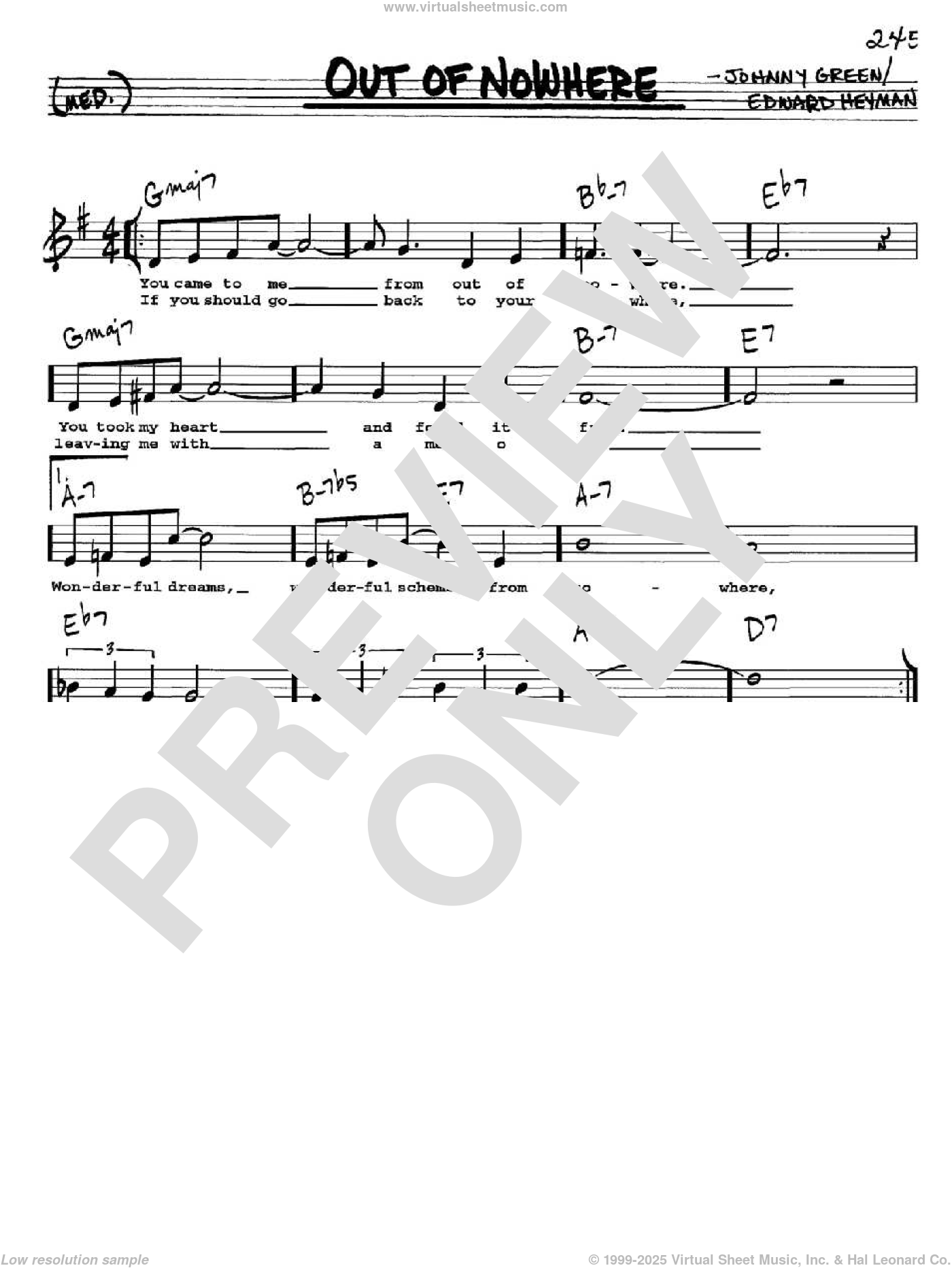 Out Of Nowhere sheet music (real book with lyrics) (PDF)