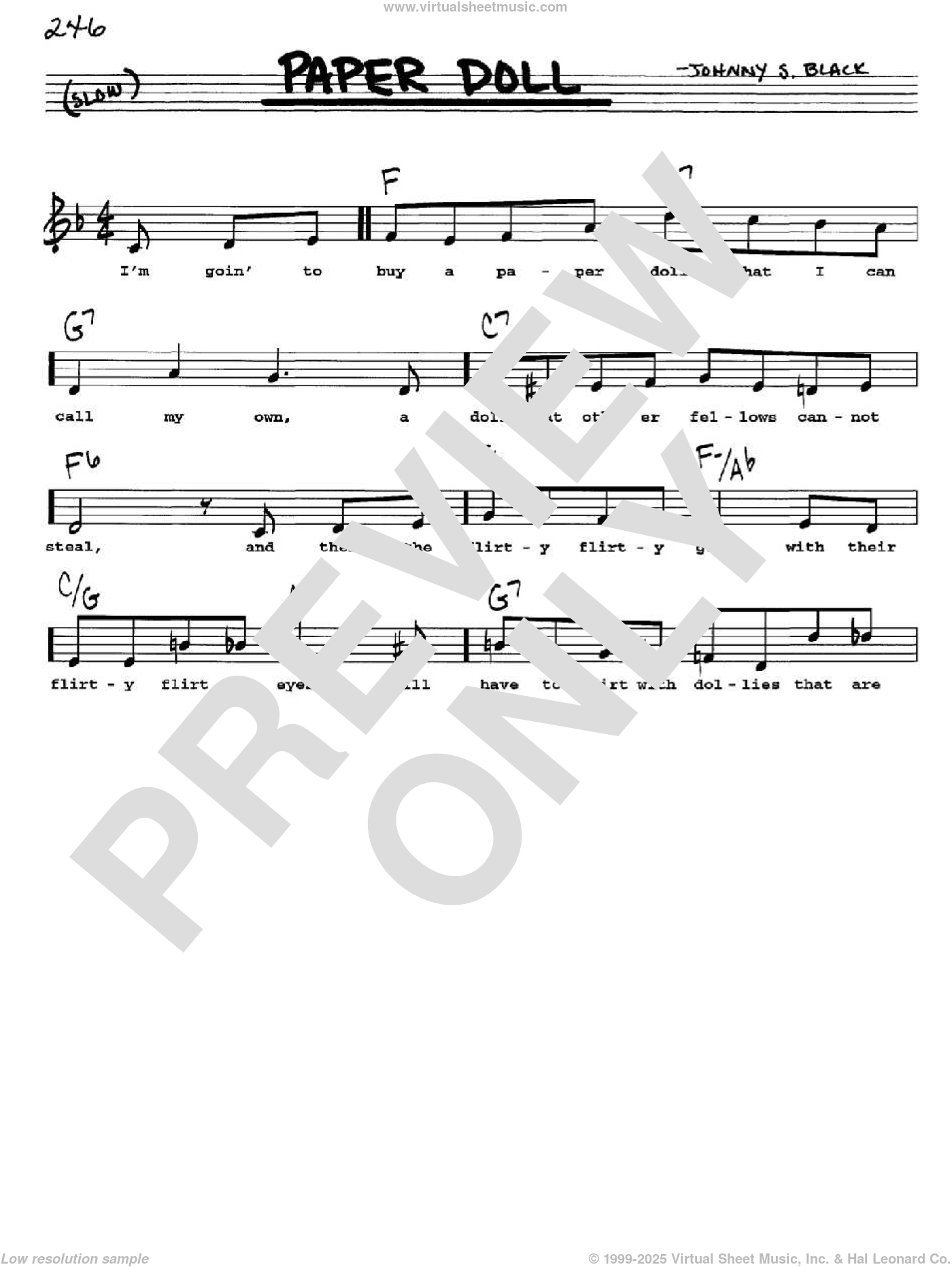 Paper Doll sheet music (real book with lyrics) (PDF)