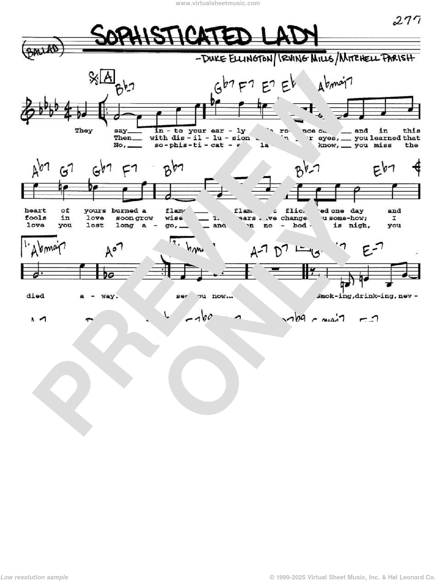 Sophisticated Lady sheet music (real book with lyrics) (PDF)